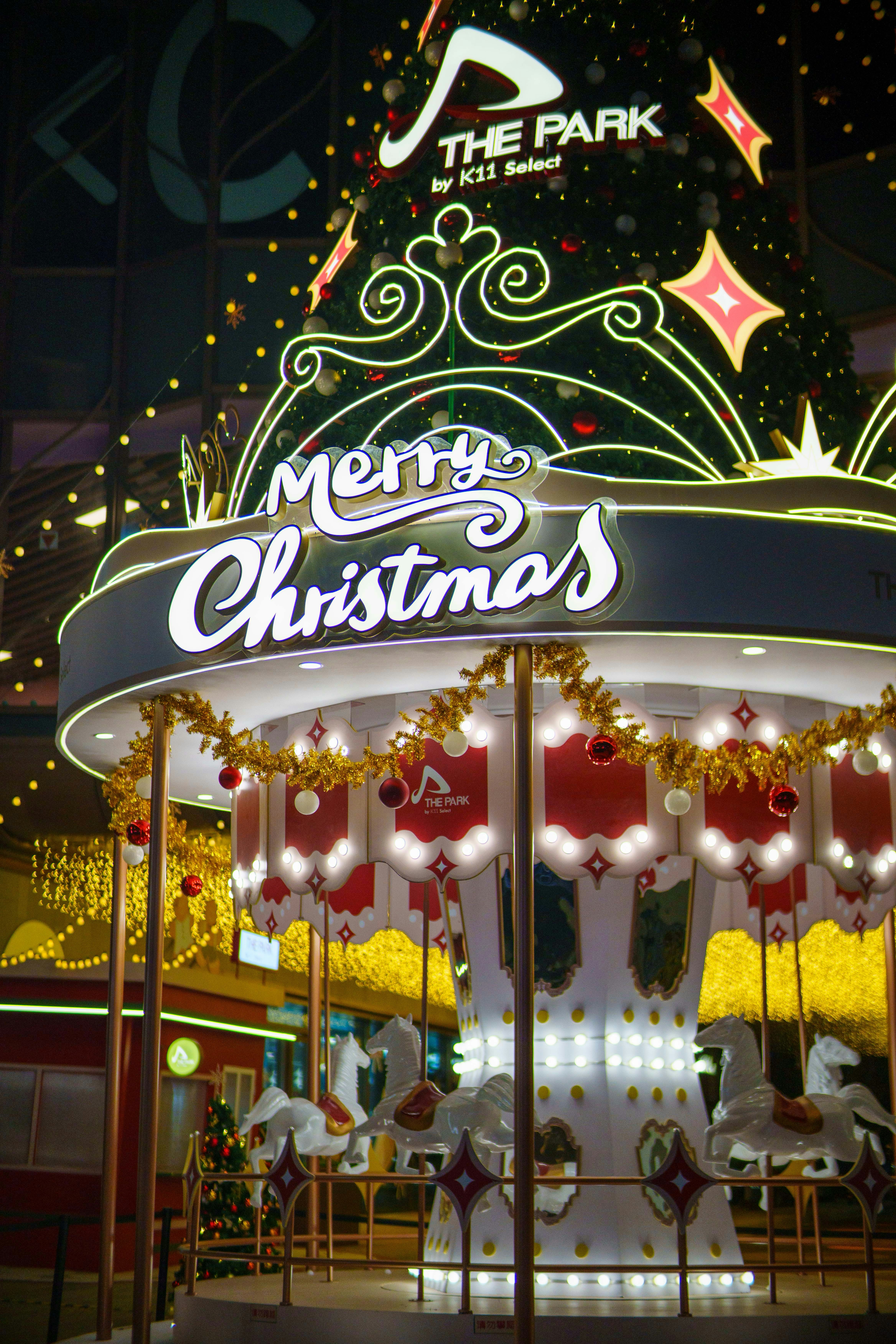 Merry Carousel Glow: A Festive Park Cathedral of Lights