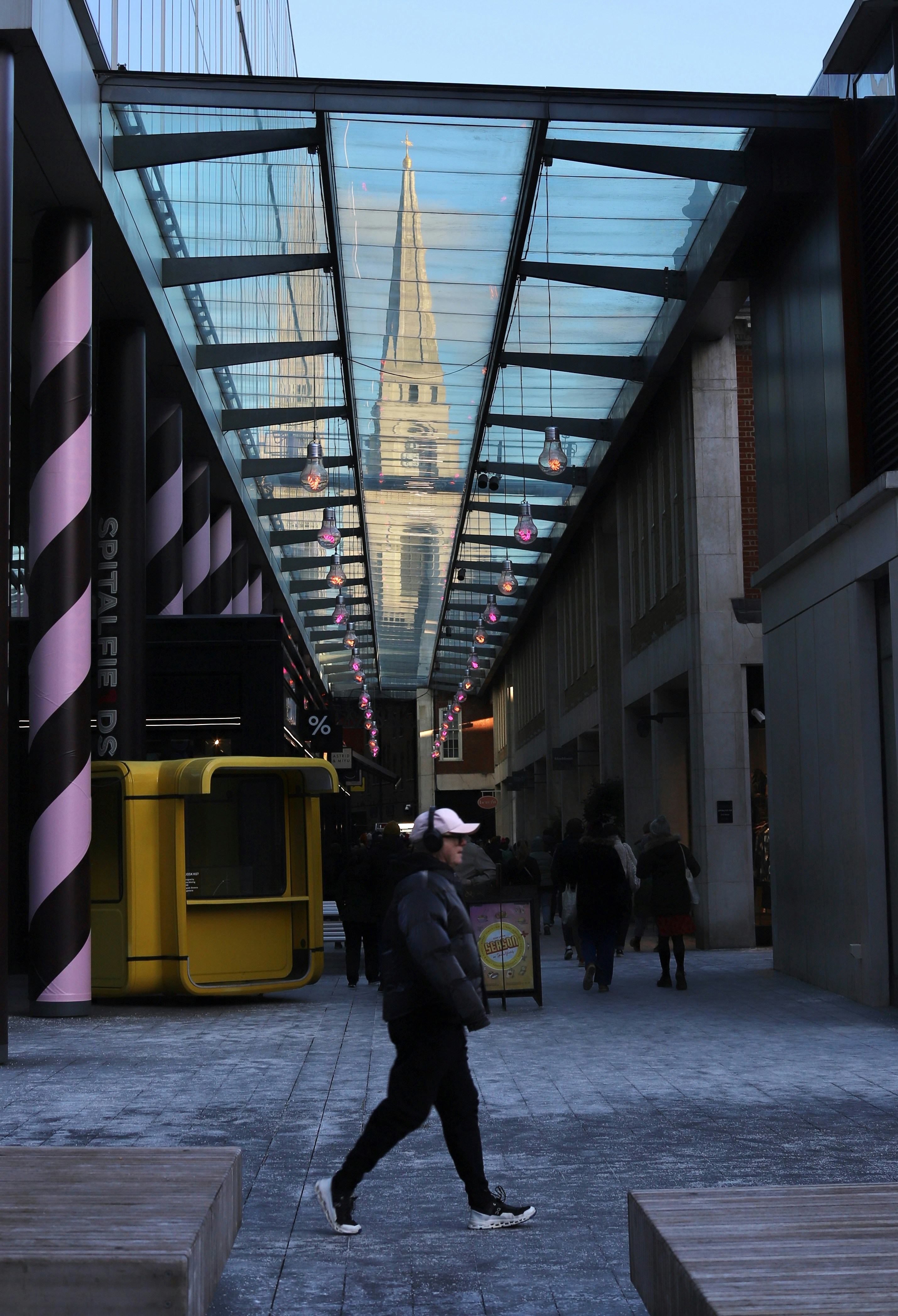 Reflections of a Cathedral Alley: Glass Roof, City Walk