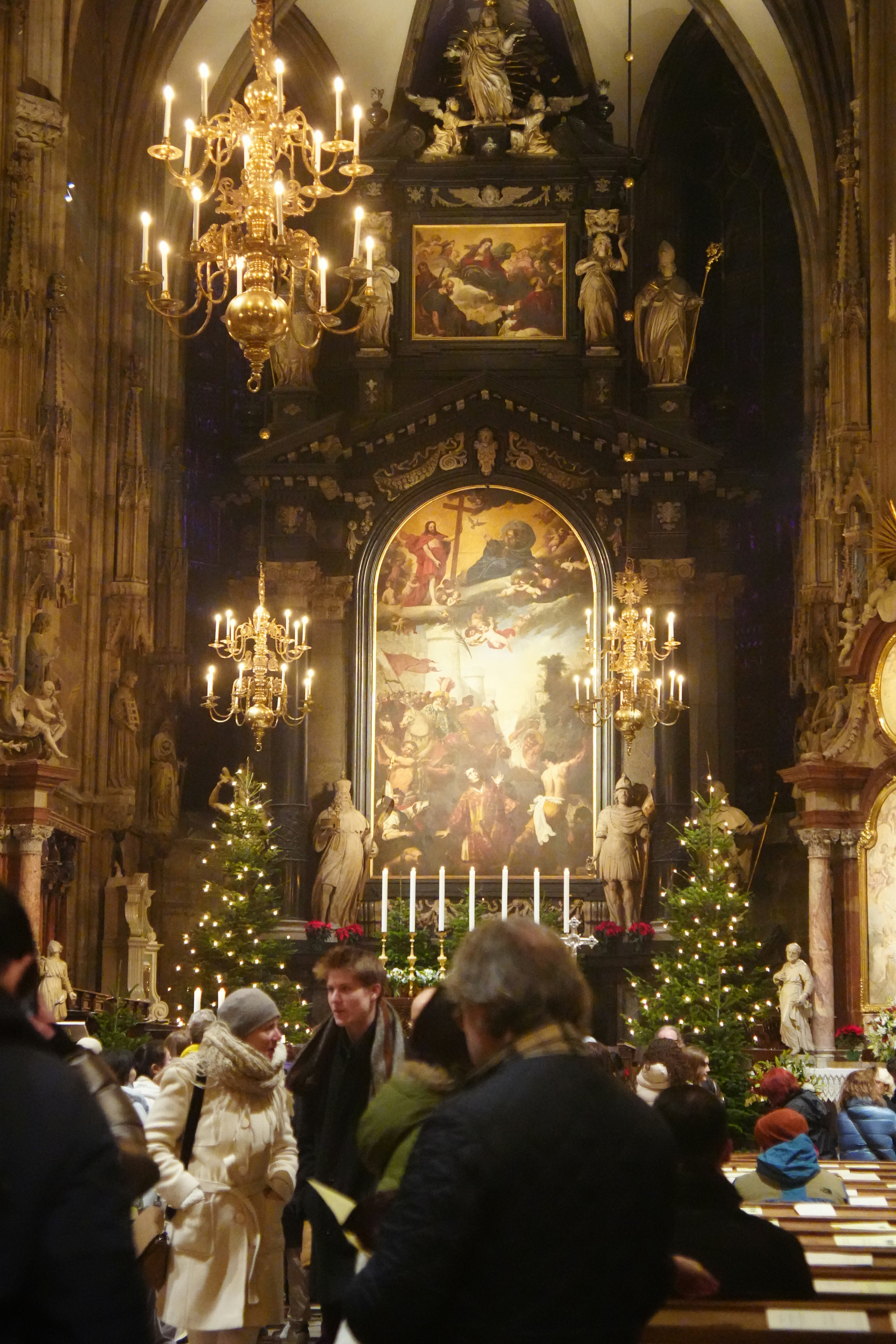 Winter Hymns Behind the Altar: A Candlelit Cathedral in Soft Focus