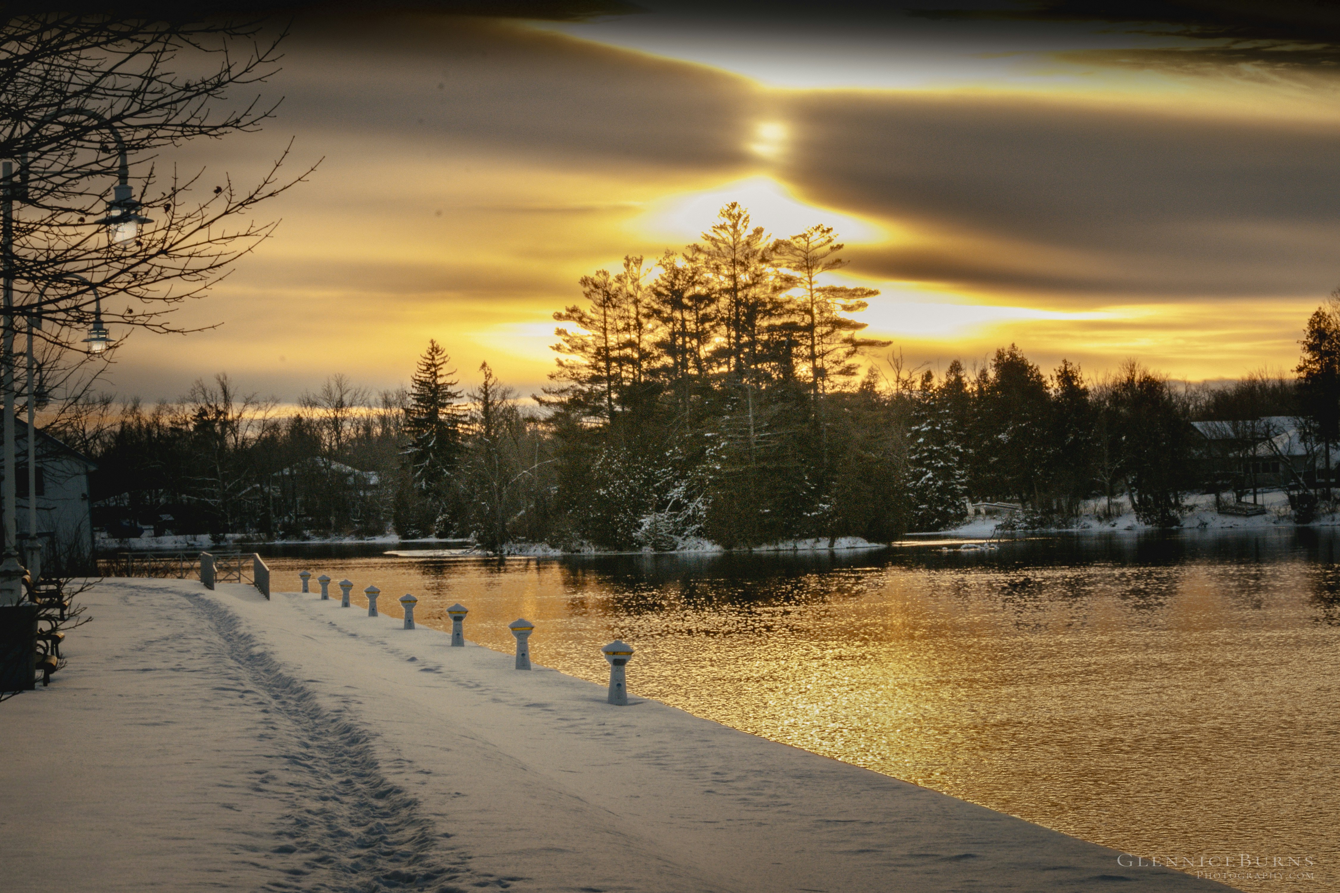 Sunset on a Snow-Wedged Promenade