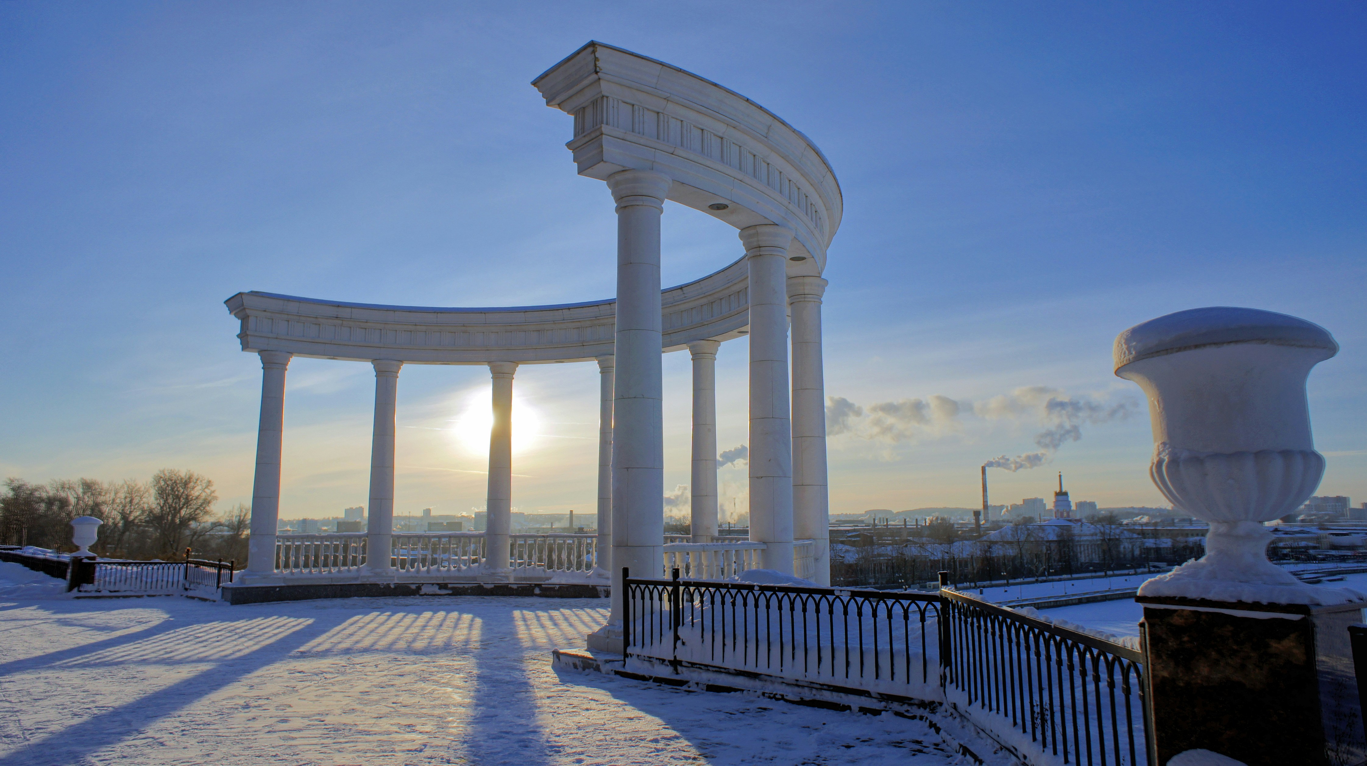 Snowbound Colonnade at Golden Hour