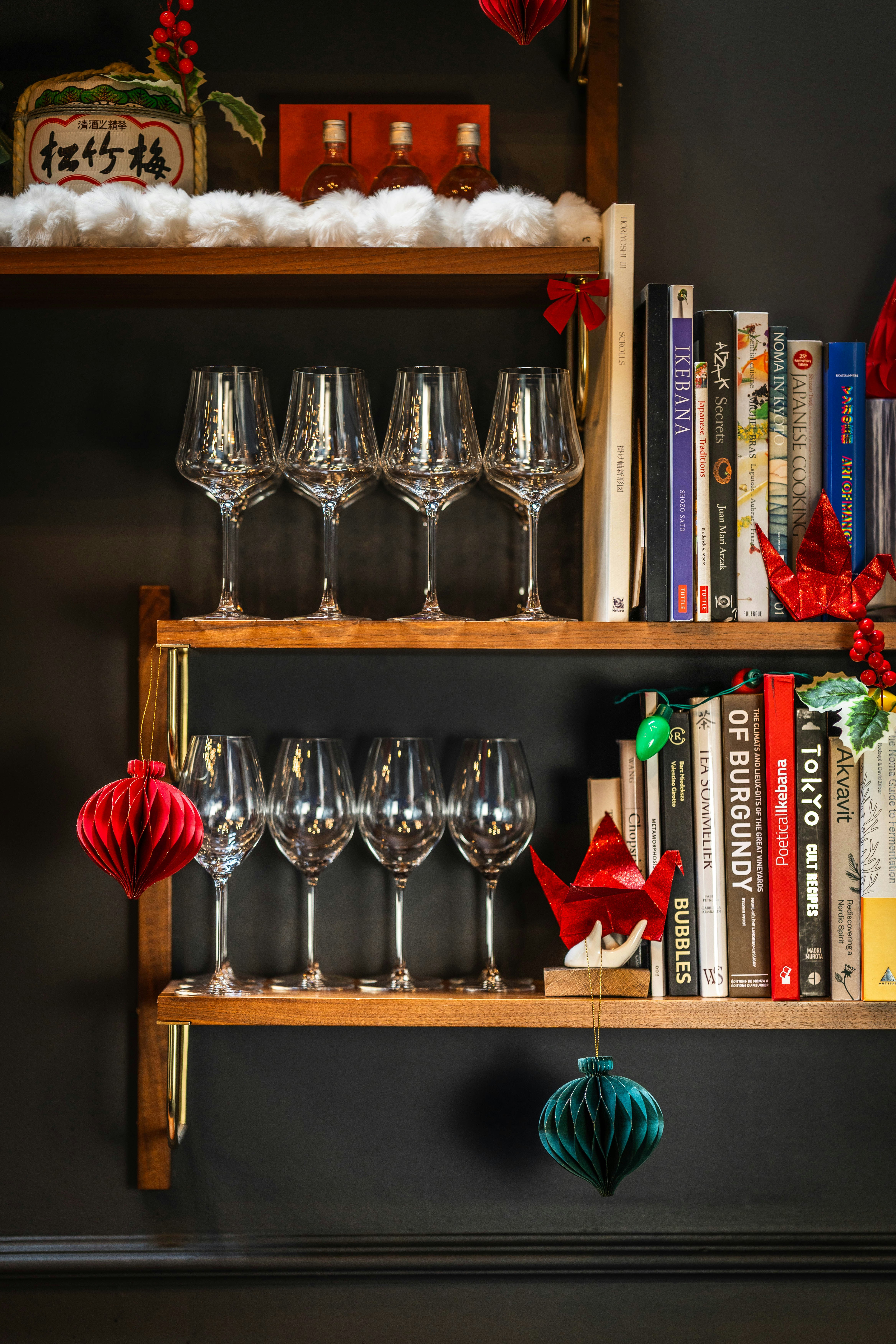 Shelf of Crystalline Glasses: A Toast to Quiet Accents