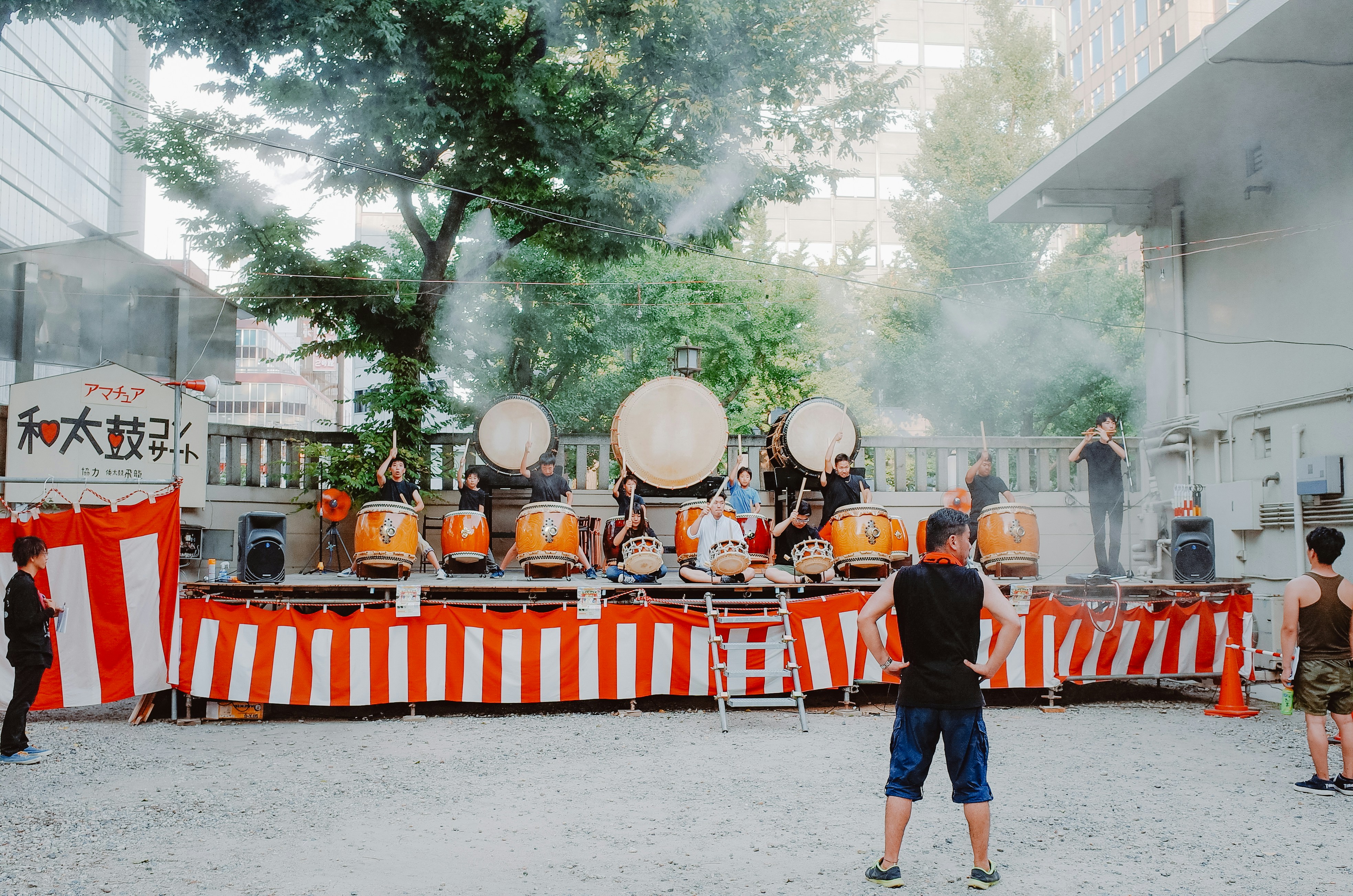 People playing taiko drums on a stage photo – Free Celebration Image on ...