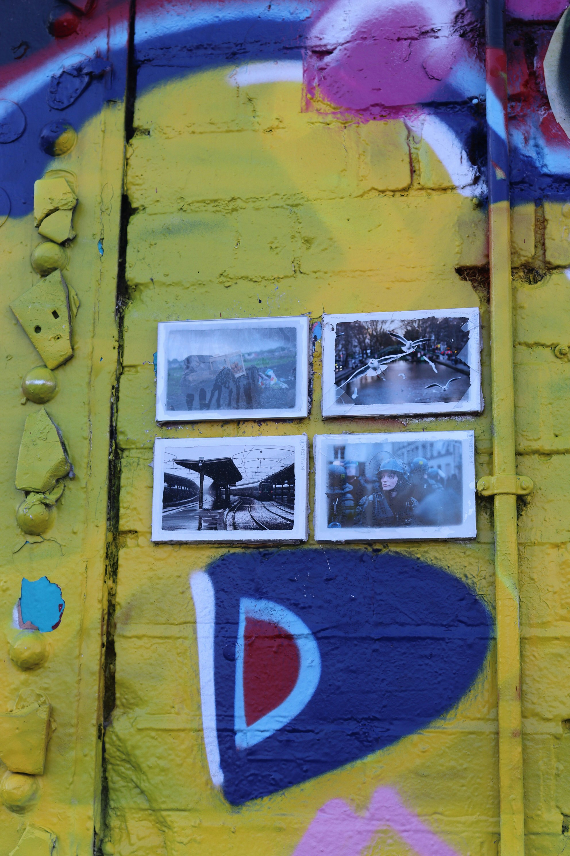 Colorful Train Car Graffiti with Polaroid Memories