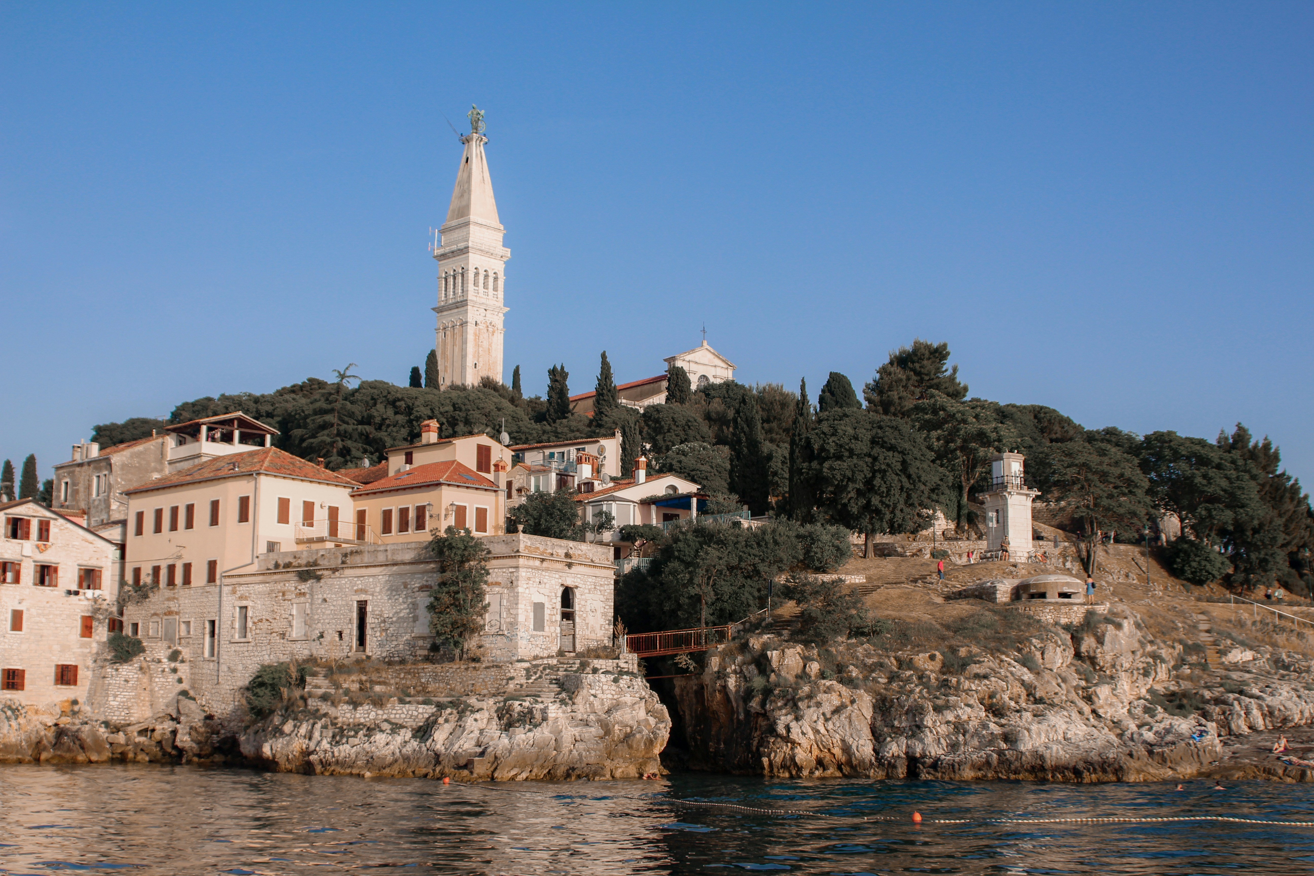 Harbor Village with a Coastal Bell Tower