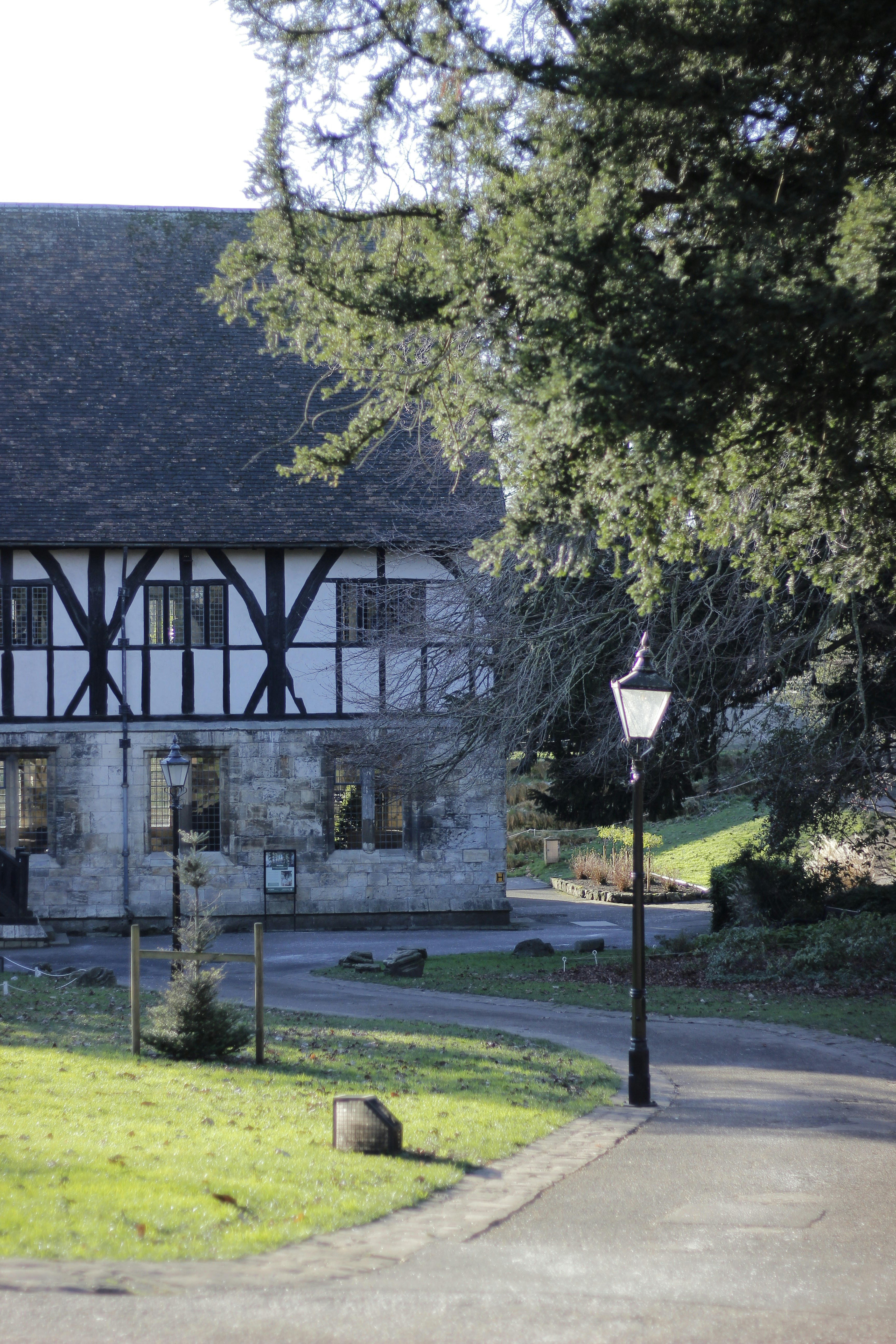 Timbered Facade and Winding Path: A Quiet Heritage Courtyard