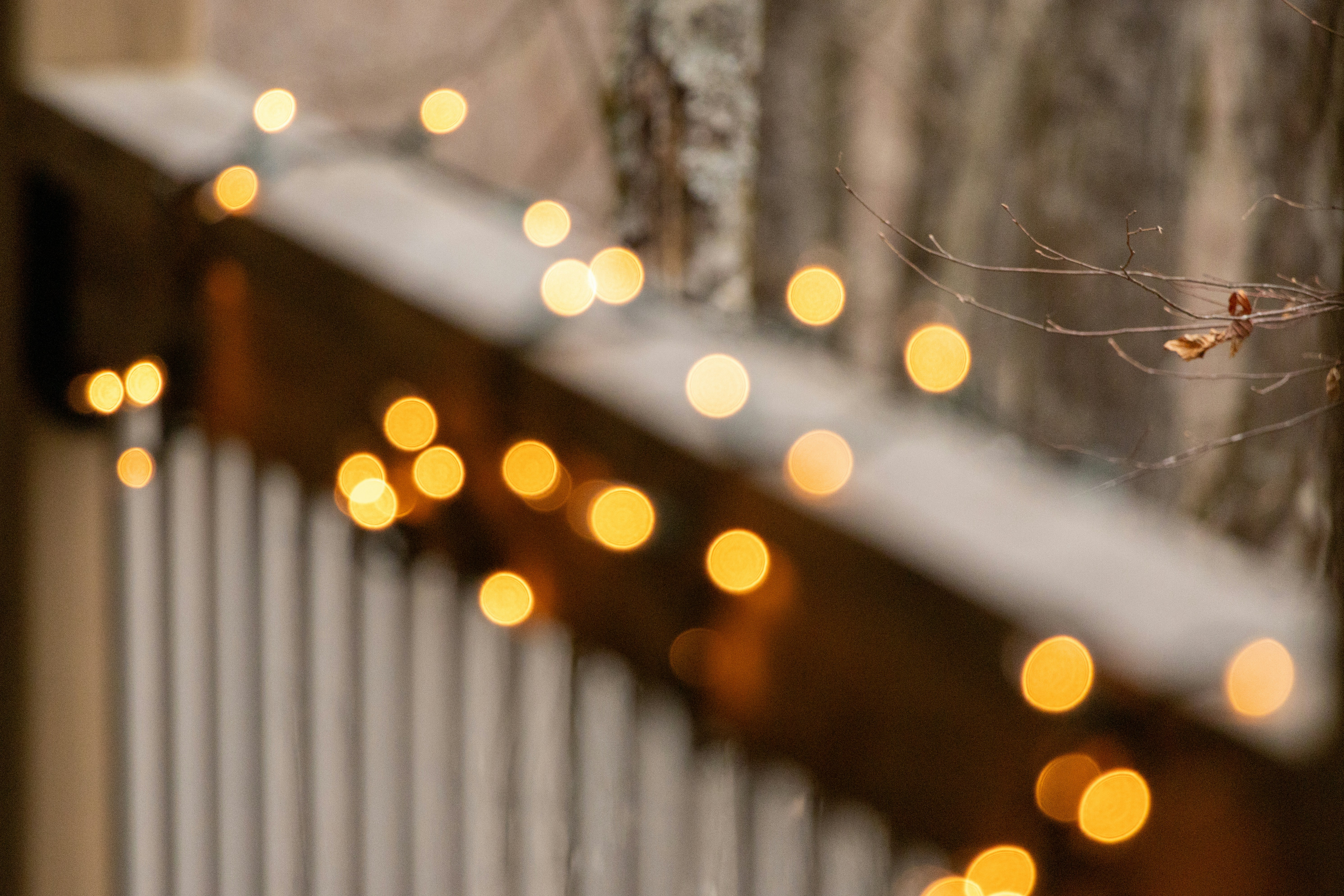 Trailing Lights on a Snowy Fence