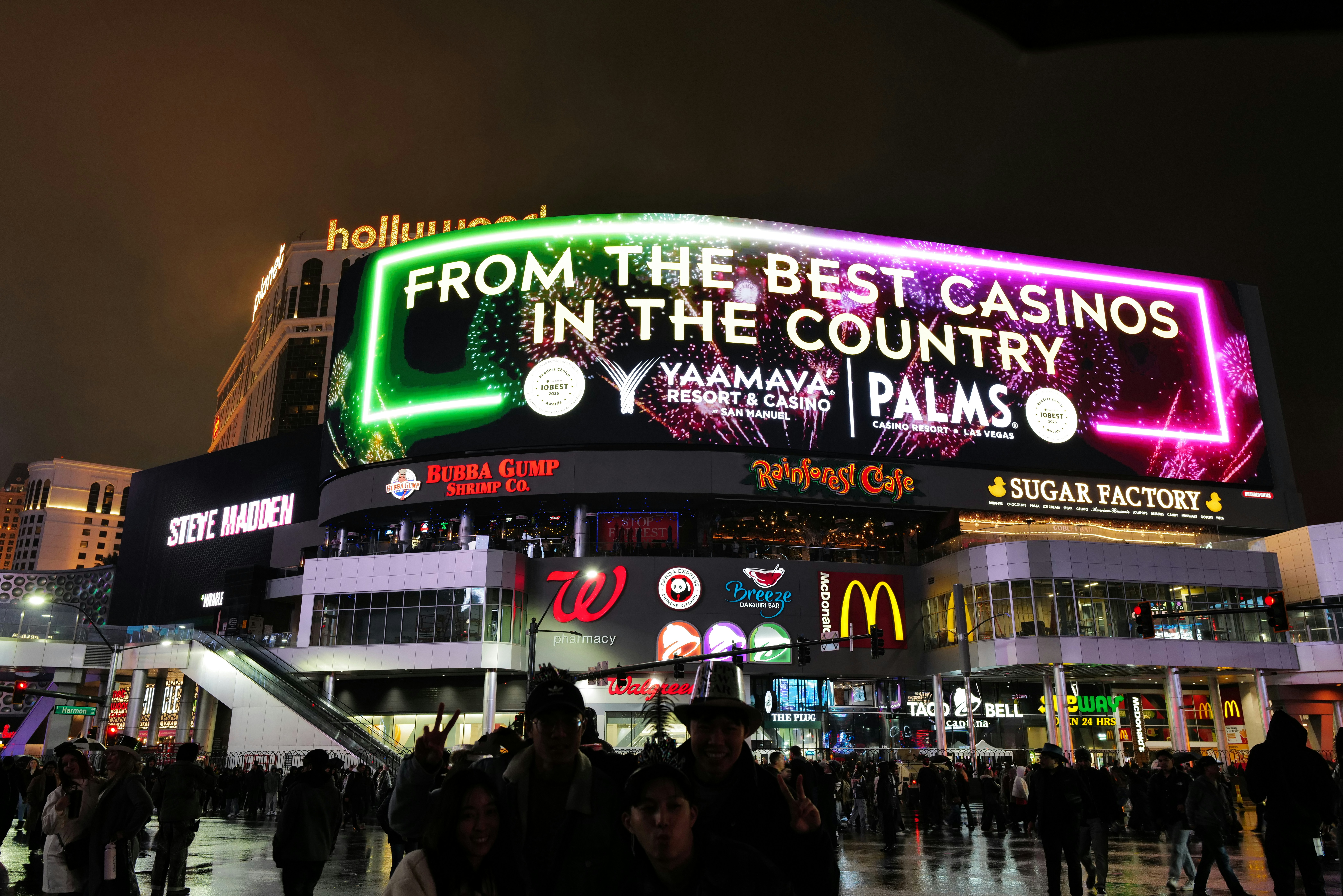 Neon Billboards Over Las Vegas Plaza