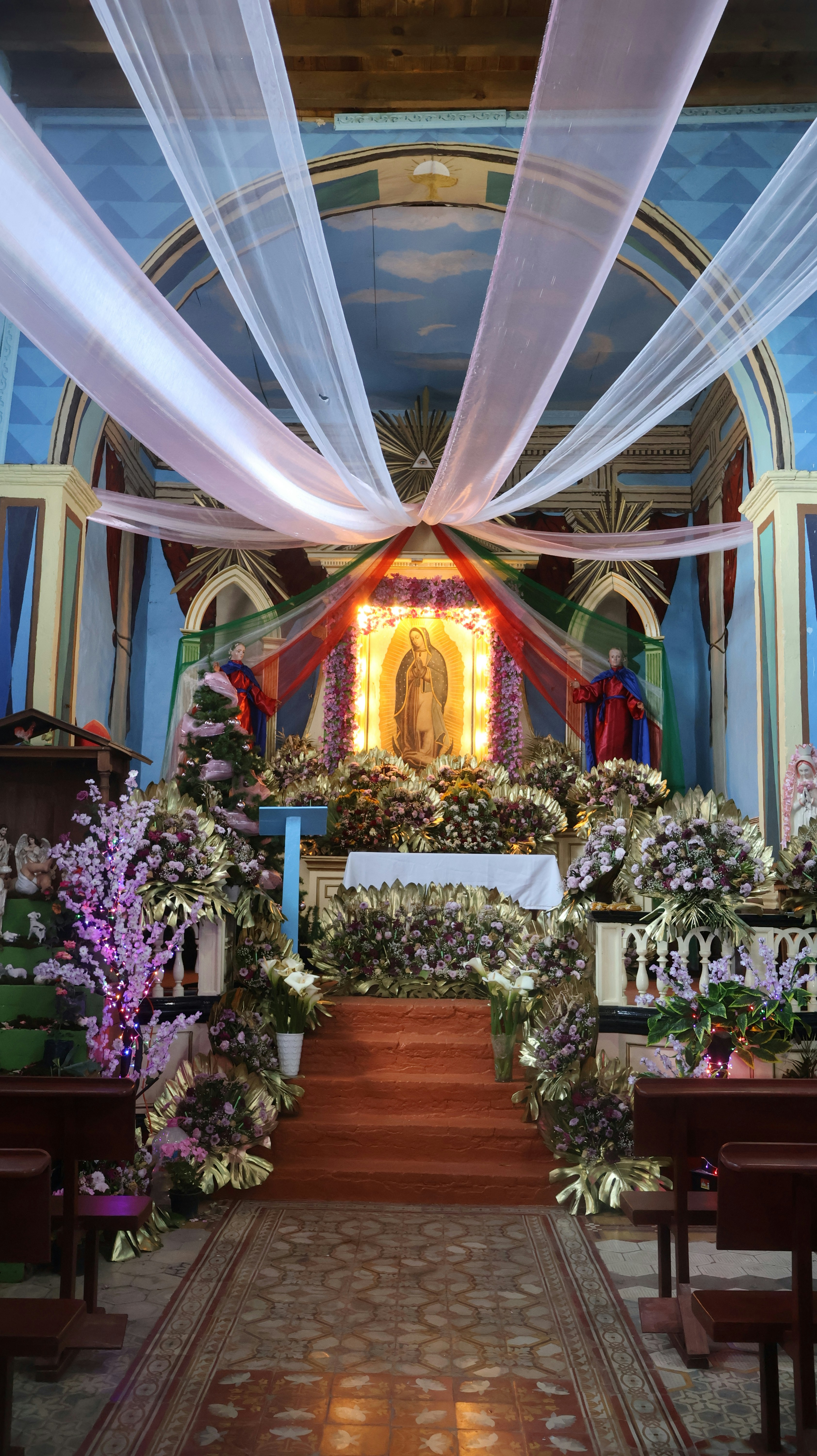 Celestial Shrine: A Sedate Altar Framed by Whispering Veils