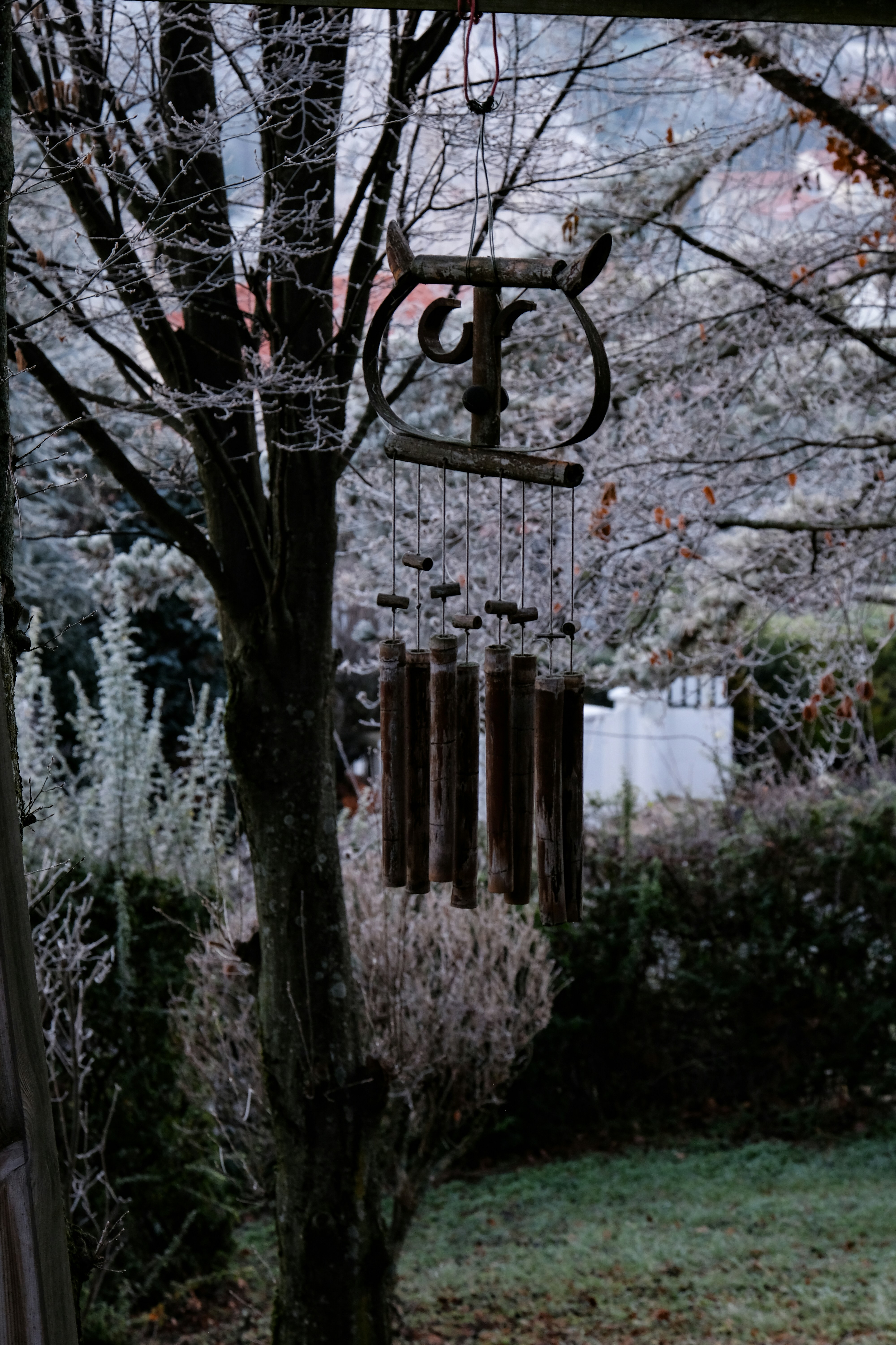 Wind Chime Monochrome in Winter Garden
