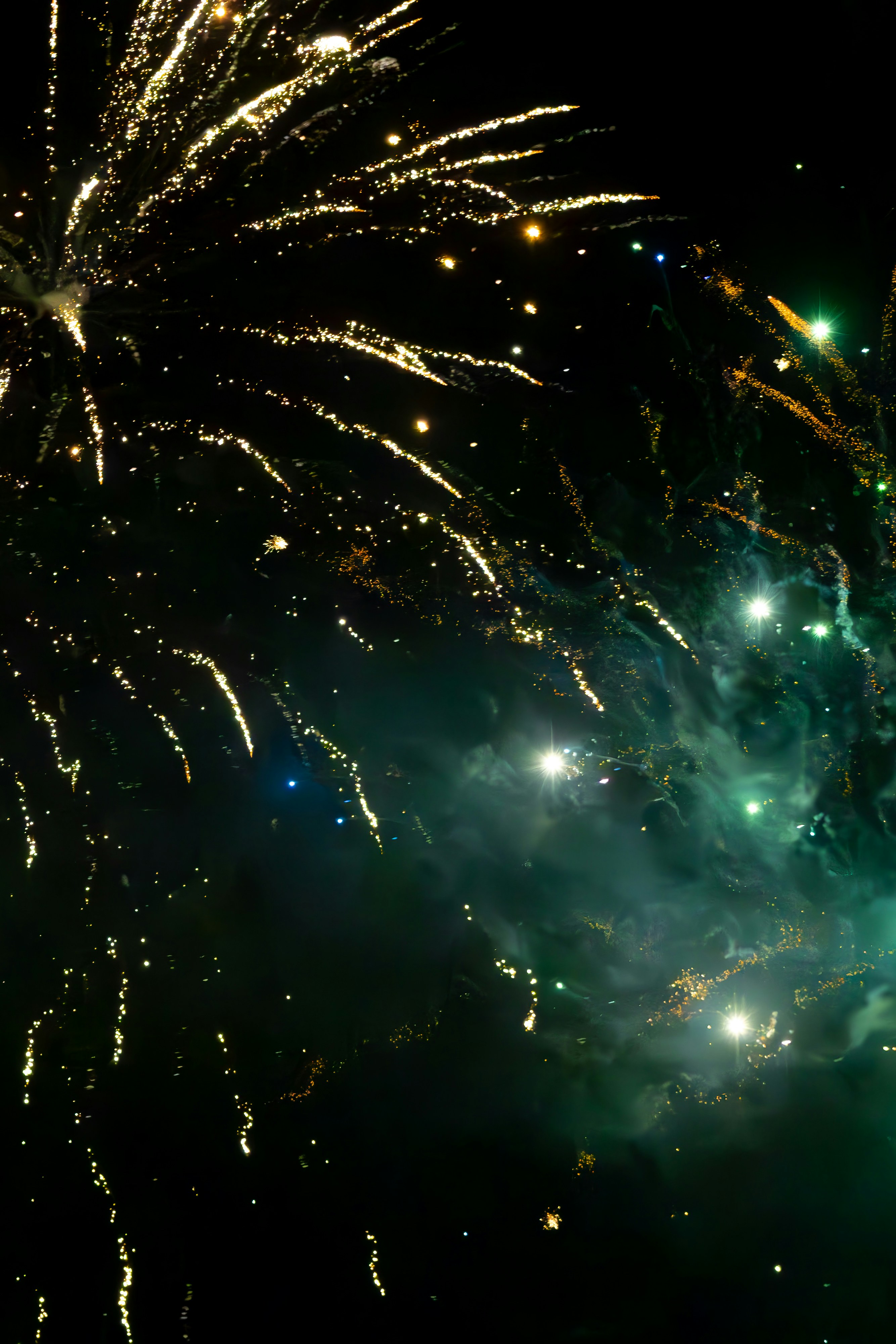 Emergent Sparks: Night Sky Illuminated by Fireworks