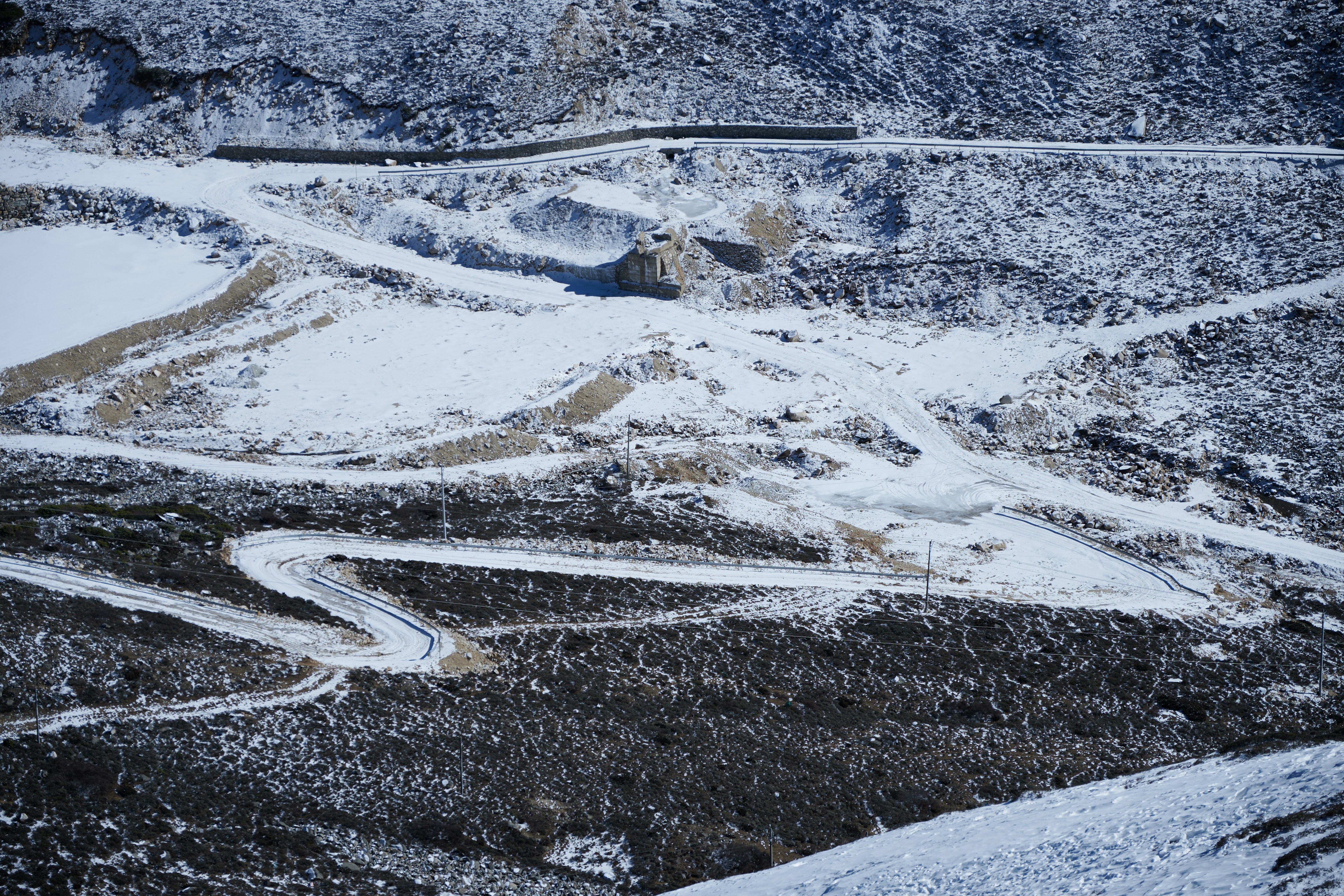 Snowbound Switchbacks Weaving Through the Mountain