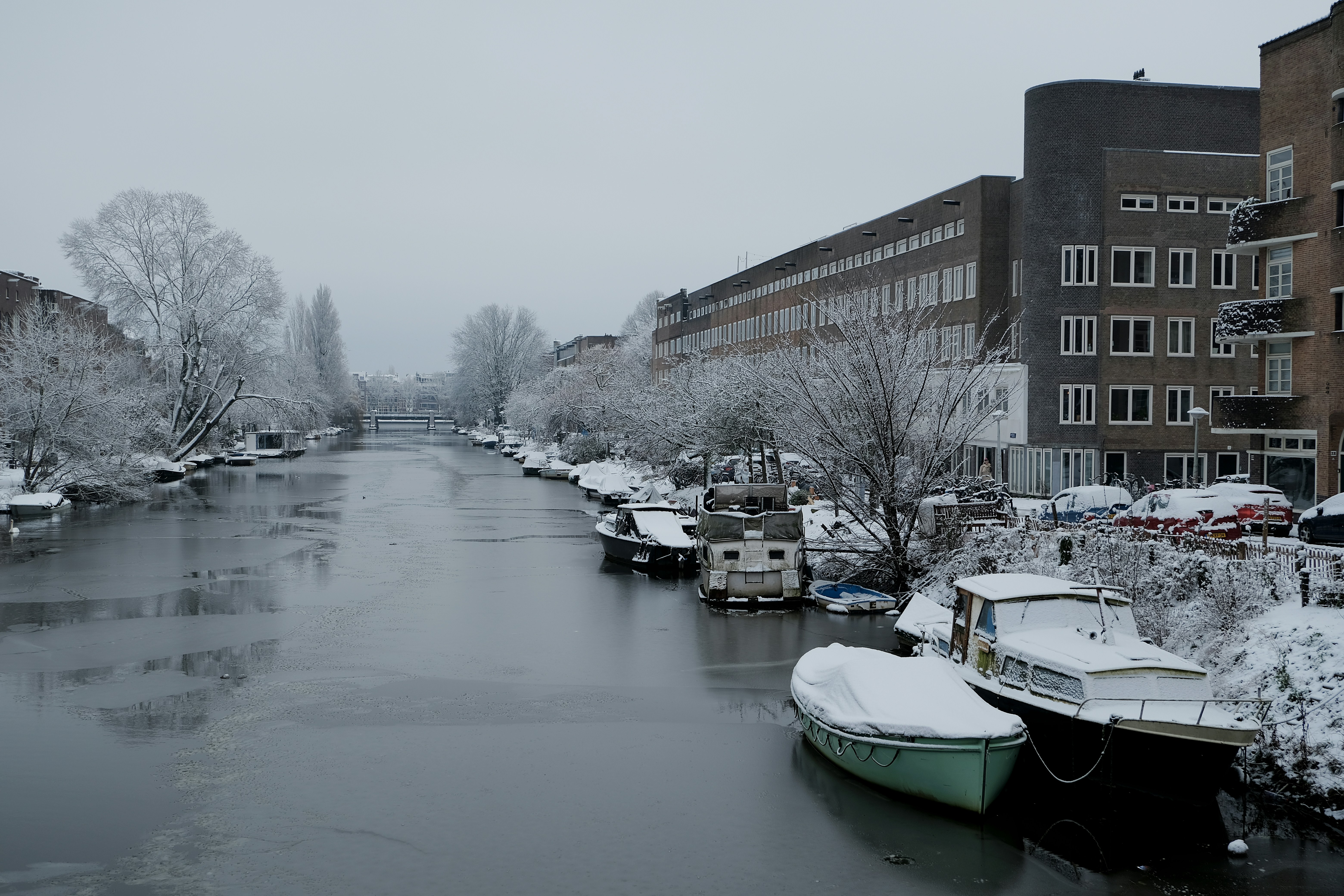 Snowbound Canal on a Quiet Winter Morning