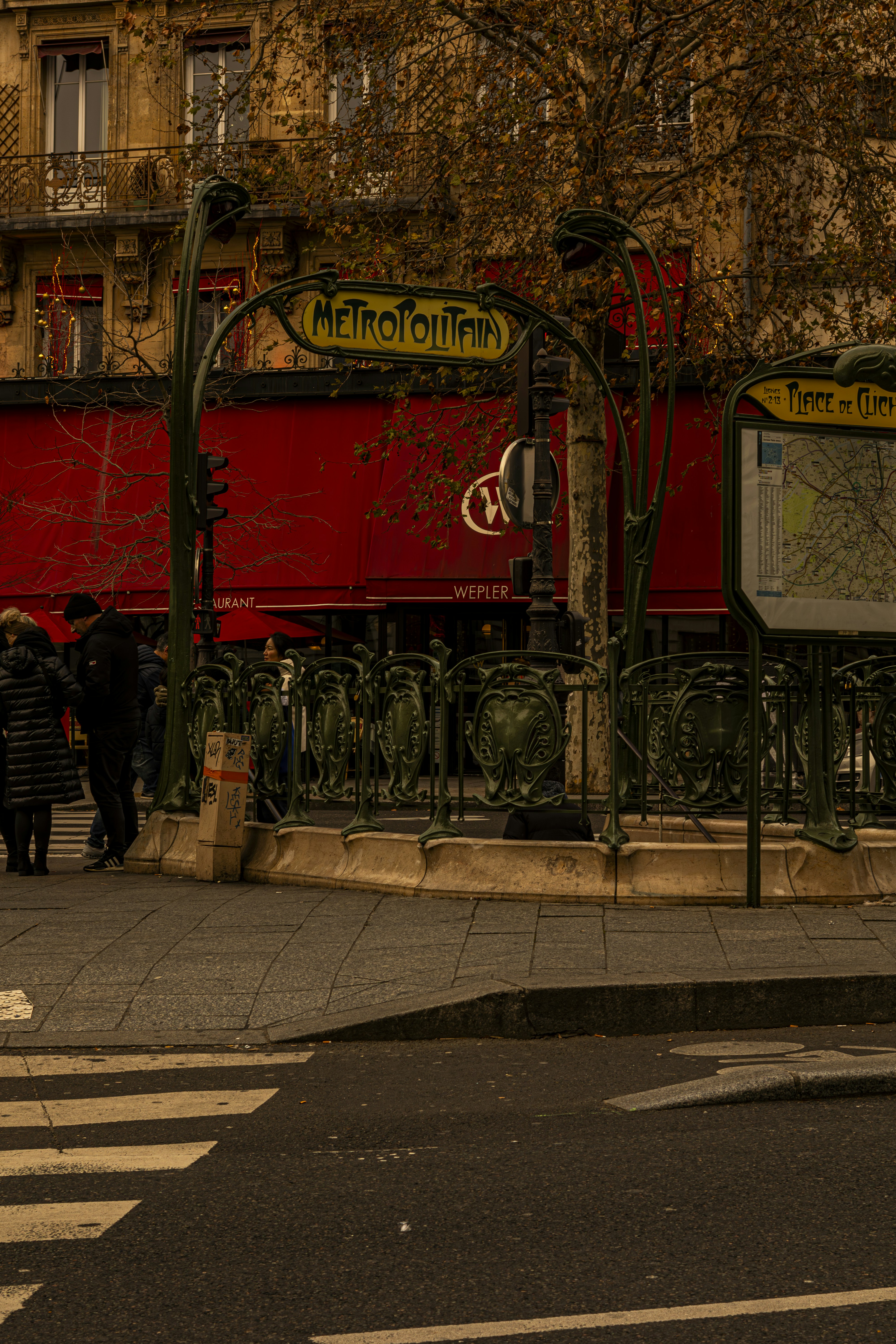 Metro Entrances at a Parisian Corner