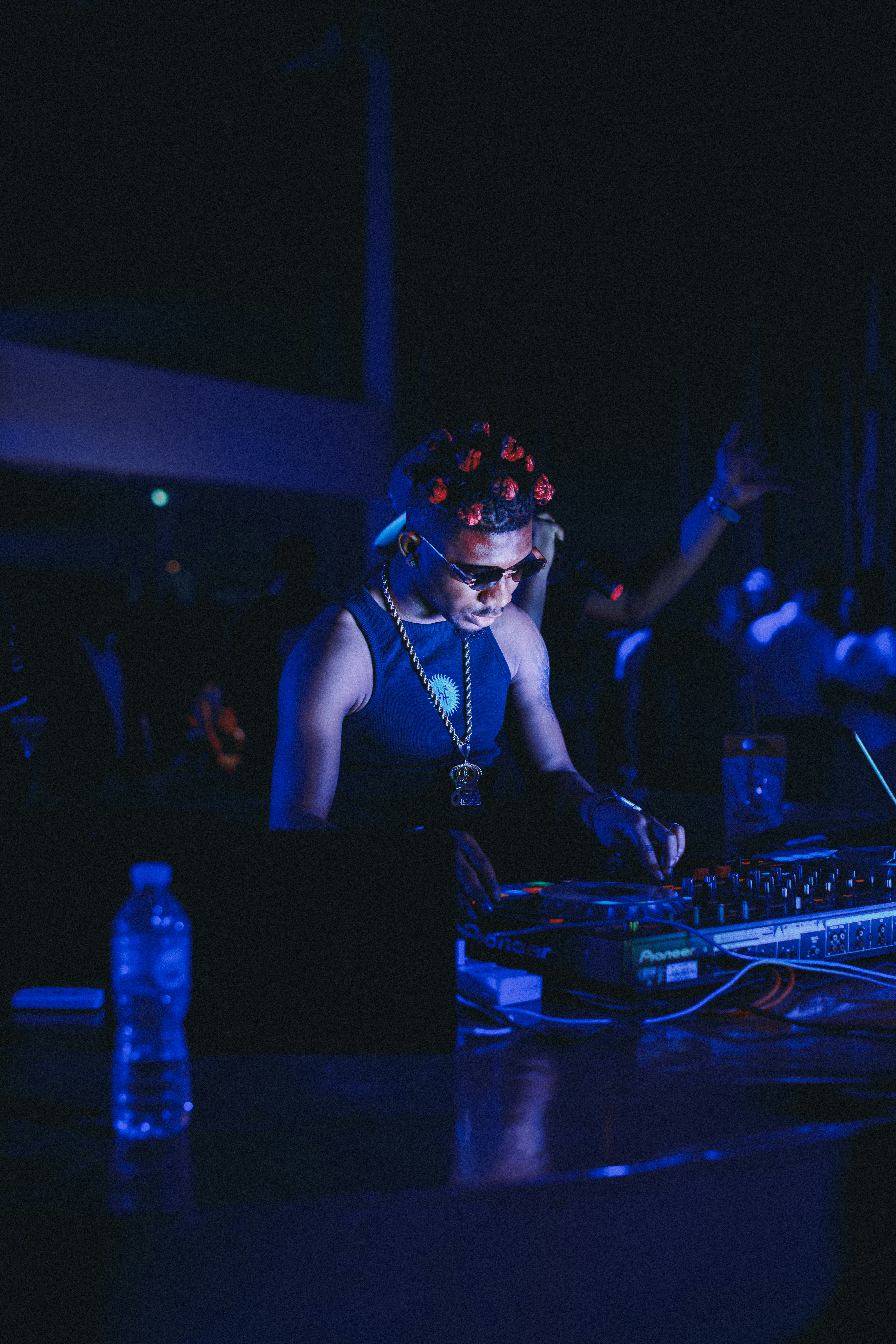 Midnight Pulse: DJ in Neon Blue