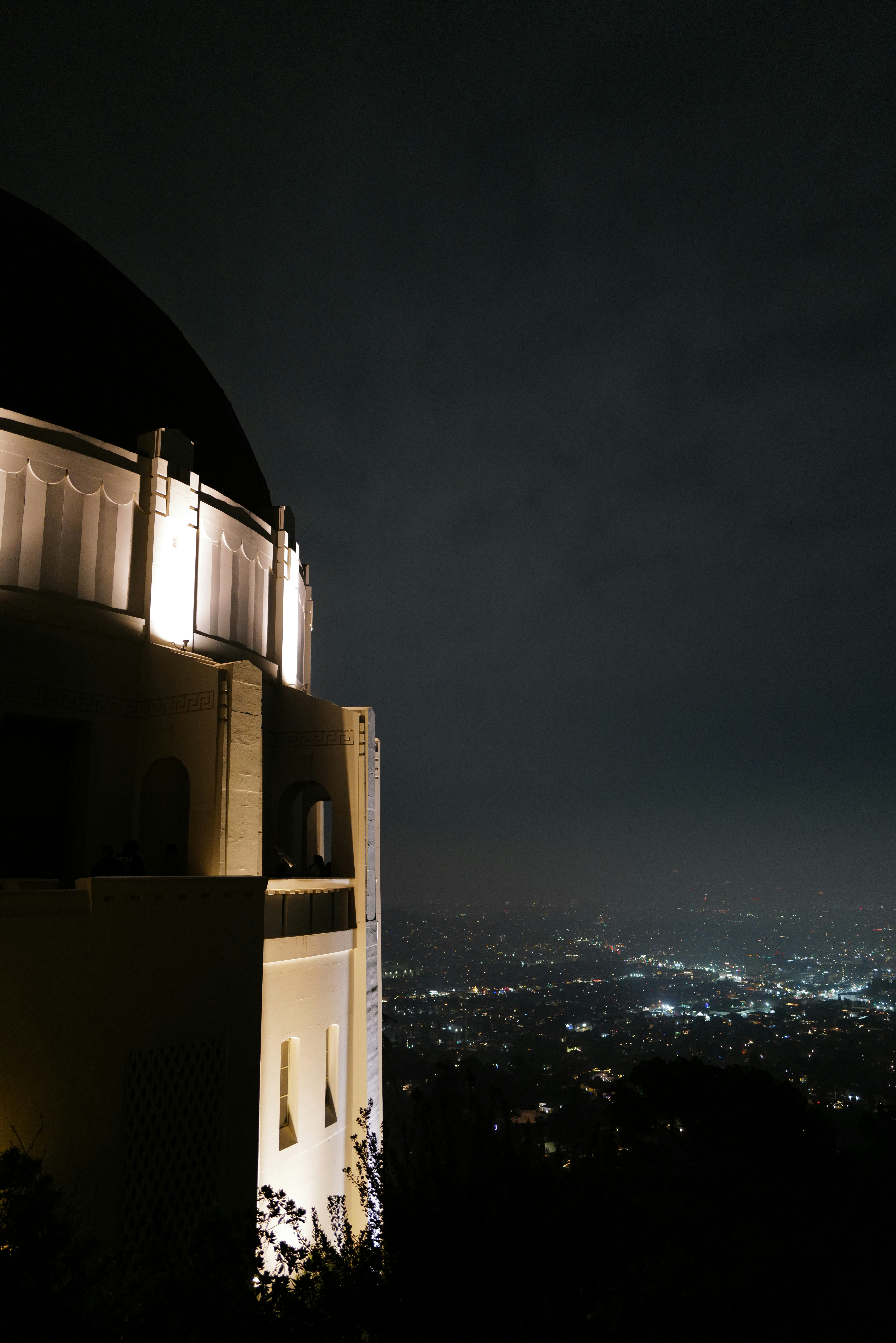 Moonlit Observatory: Coastline City From a Hillside
