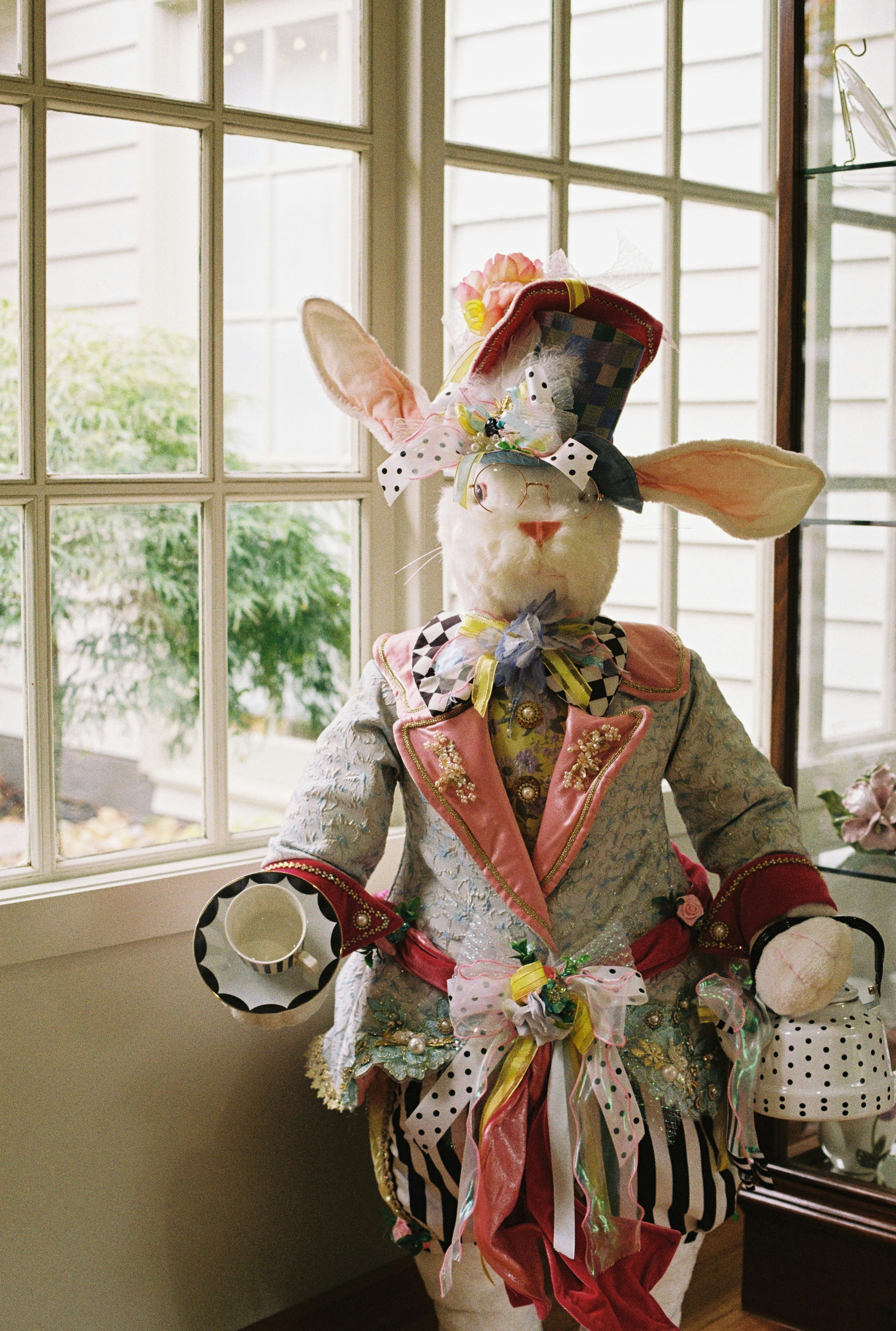 Whimsical Parade: A Festive Bedecked Bunny in a Pastel Parlor