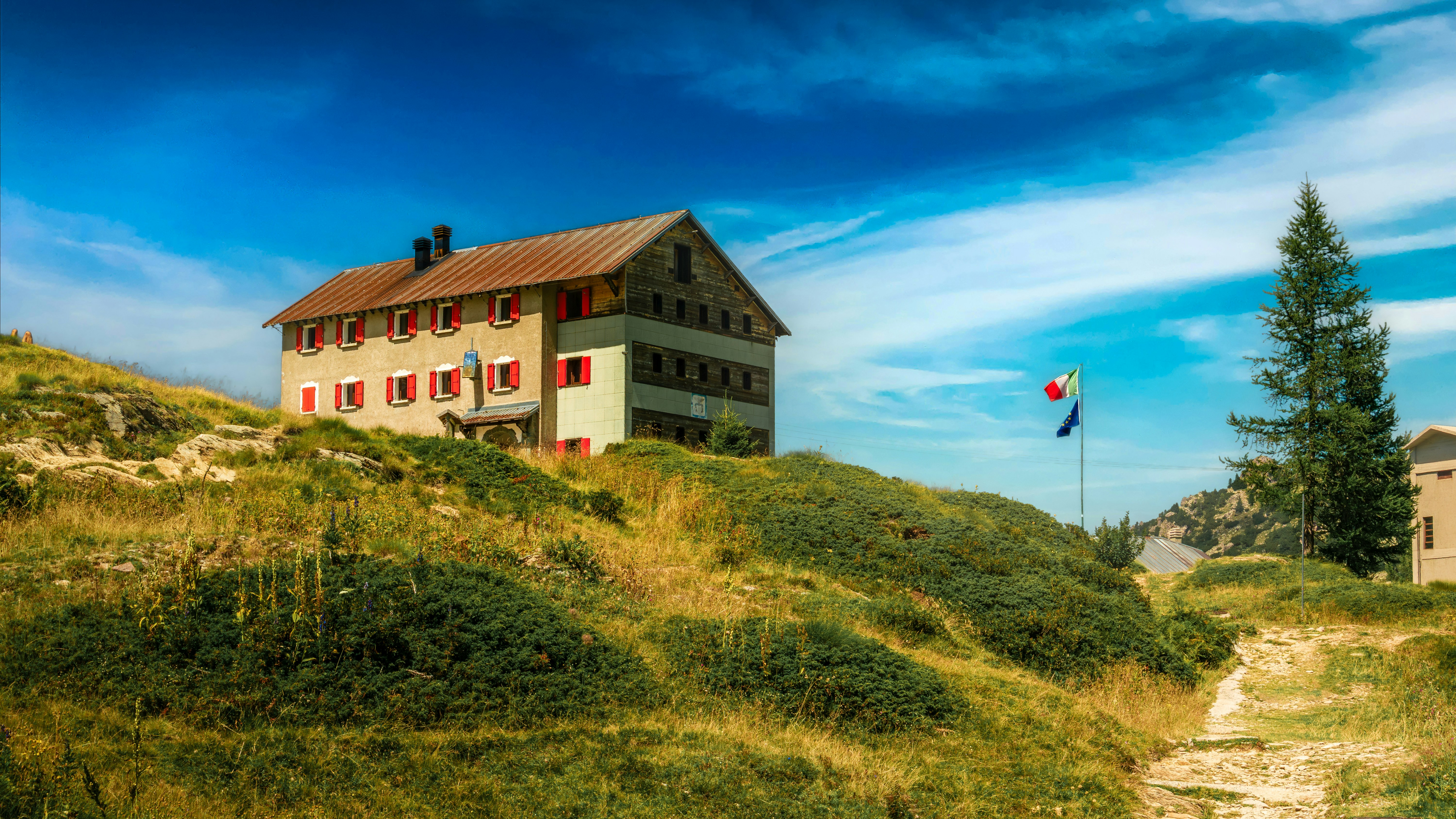 Alpine Refuge on a Sunlit Slope