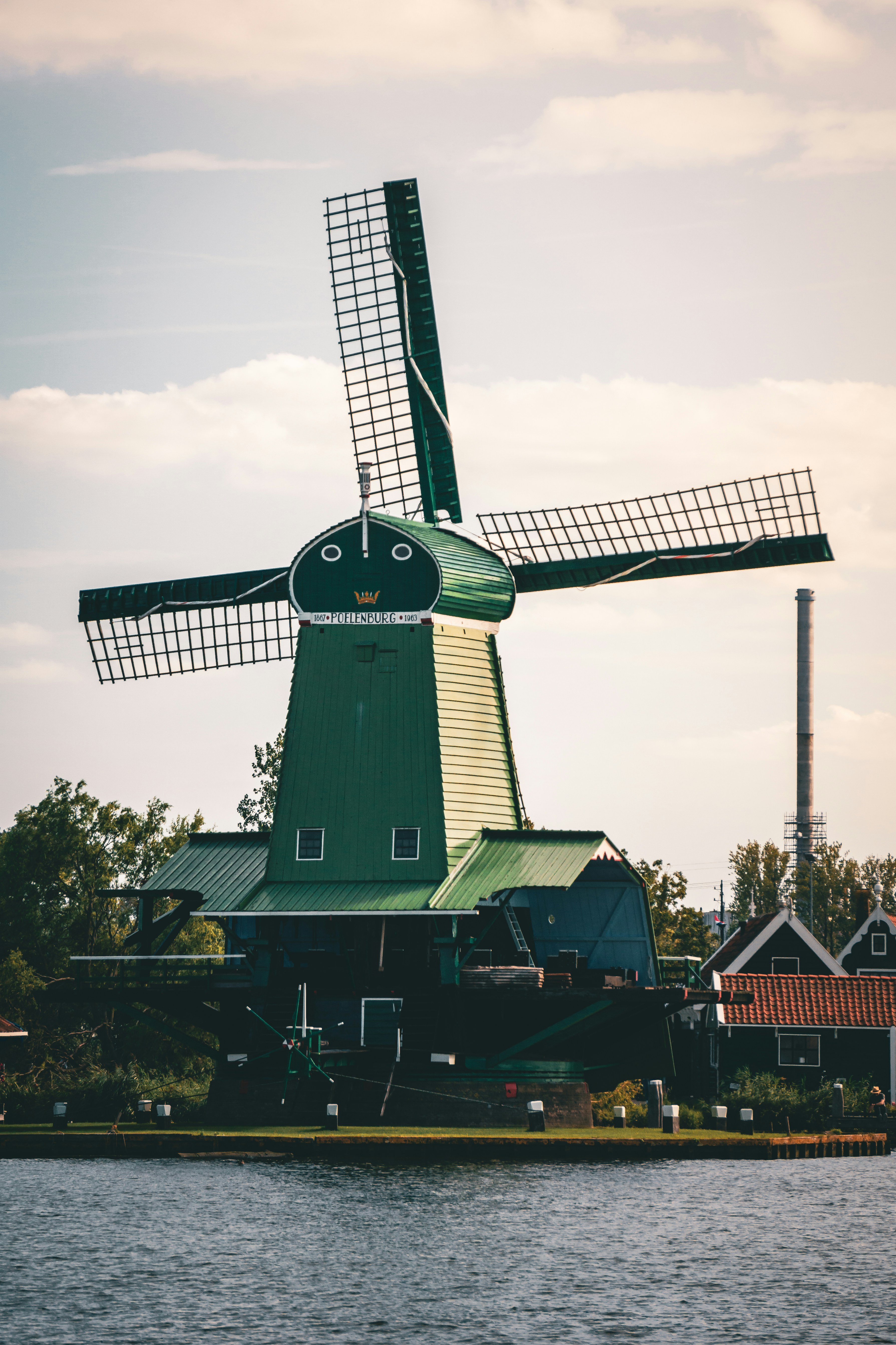 Green Windmill by the Water: A Quiet Harbor Landmark