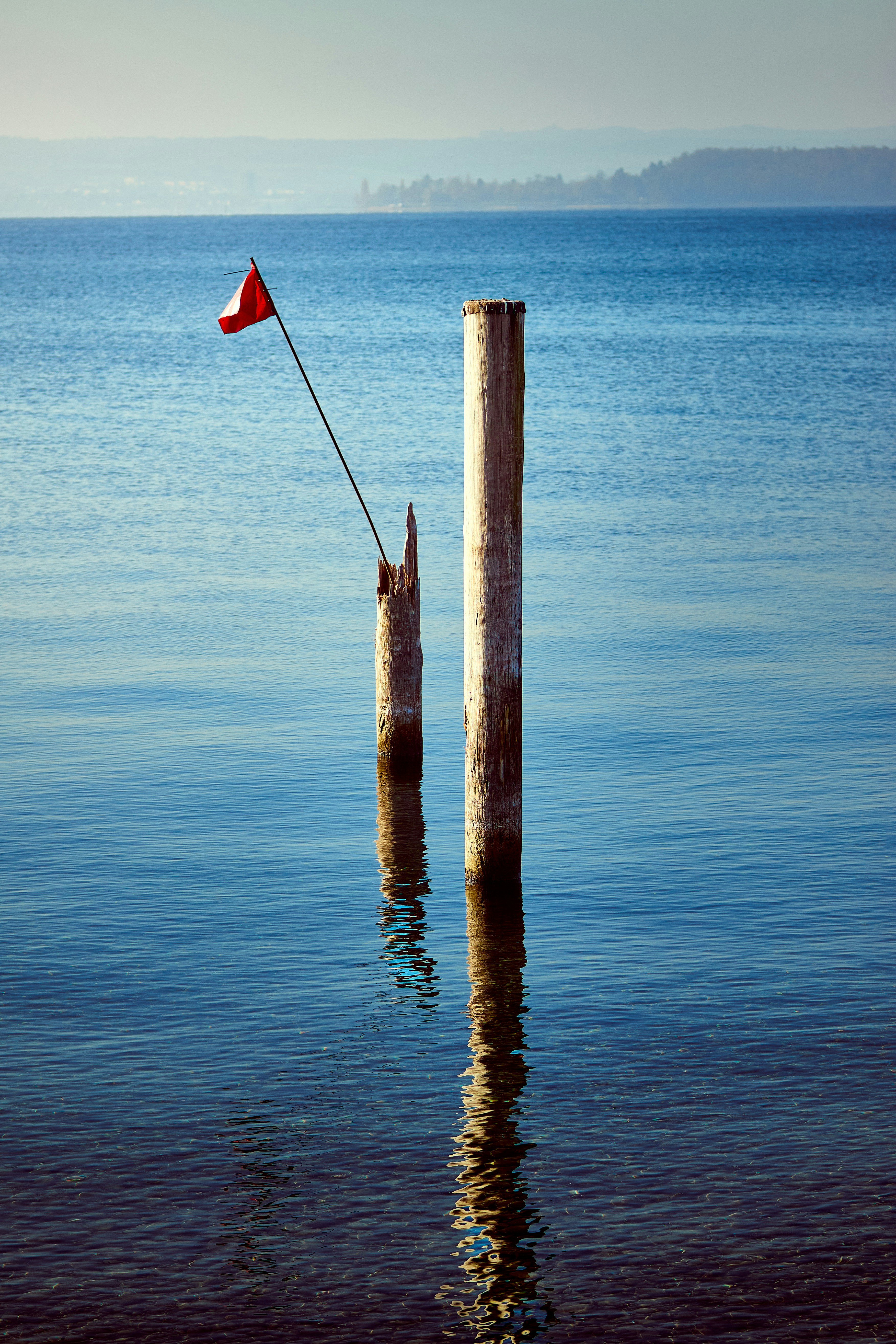 Flag Separated Piers at Distant Horizon