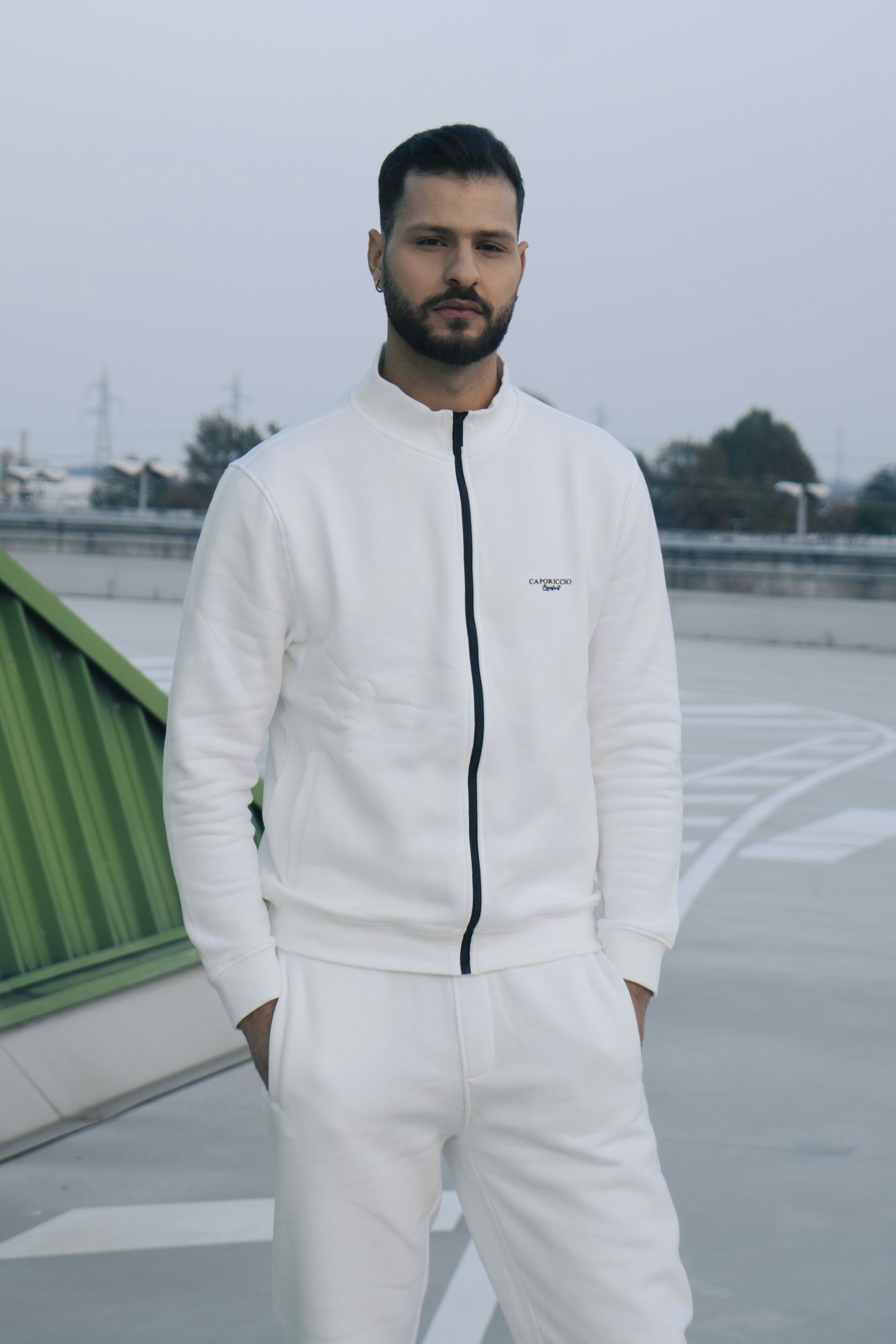 Minimal Zen in White: A Solo Portrait on a Rooftop