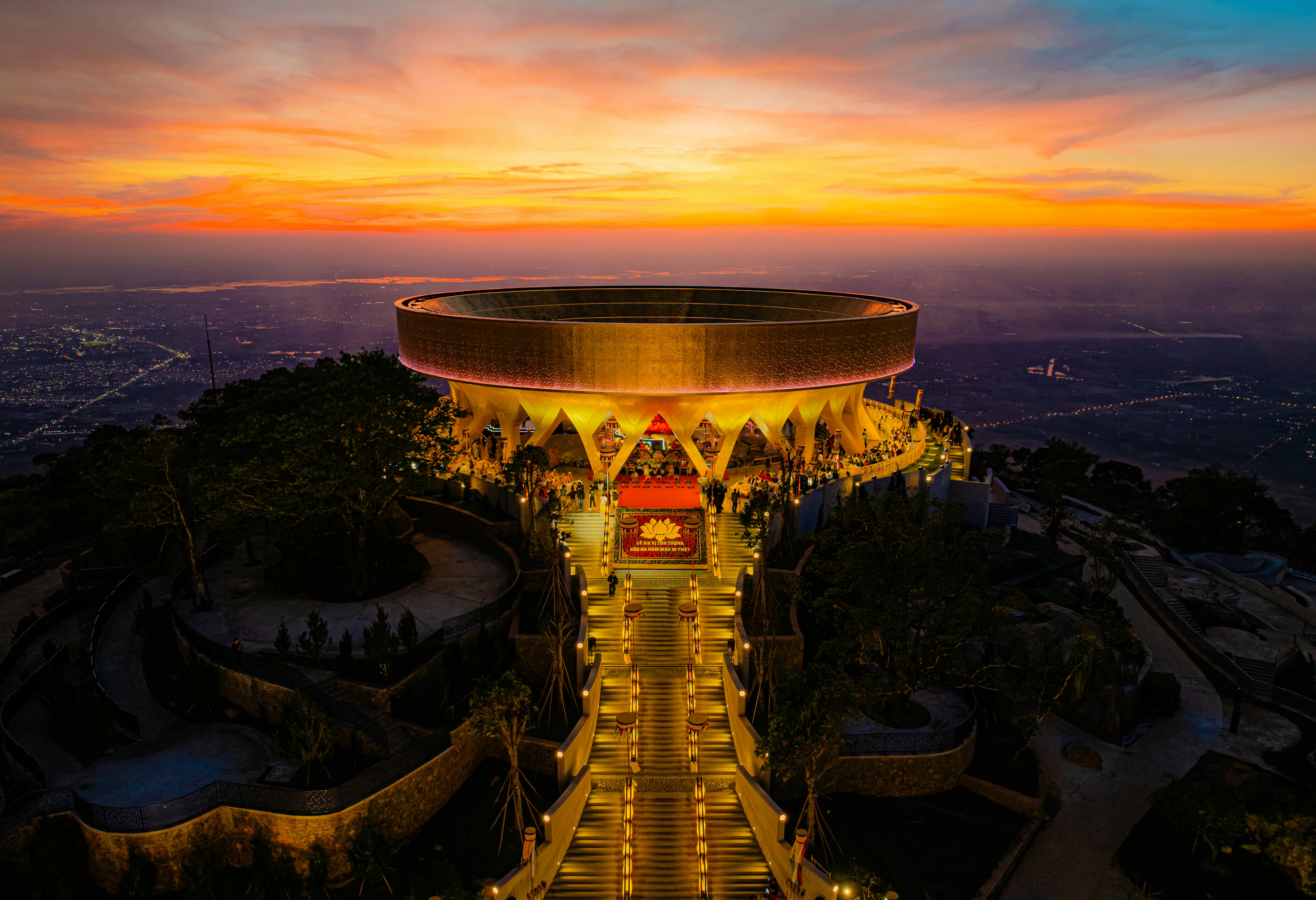 Evening Shrine: A Golden Gateway Against the Dusk Horizon