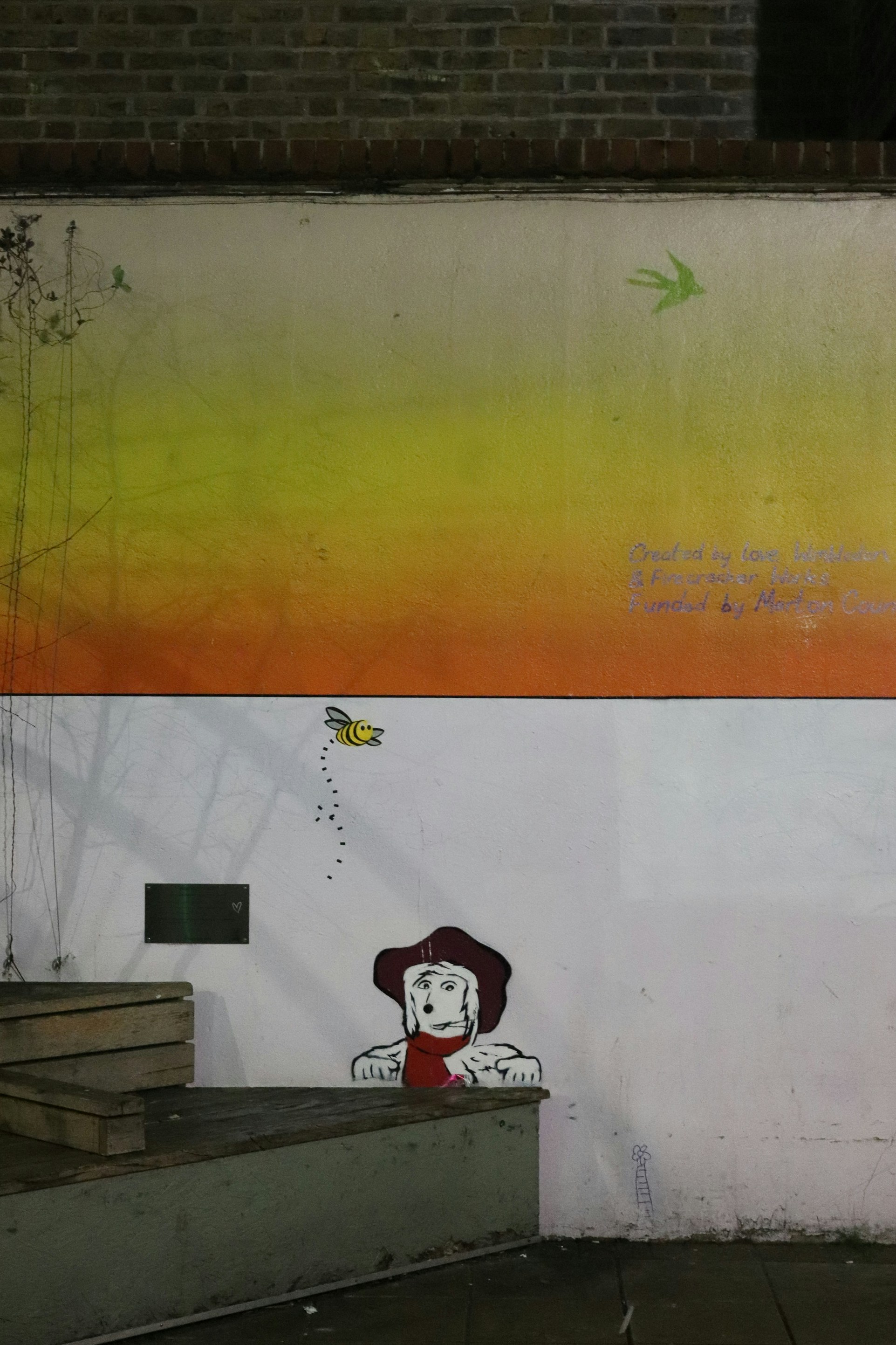 Mural Bee and Painted Wall Echoes