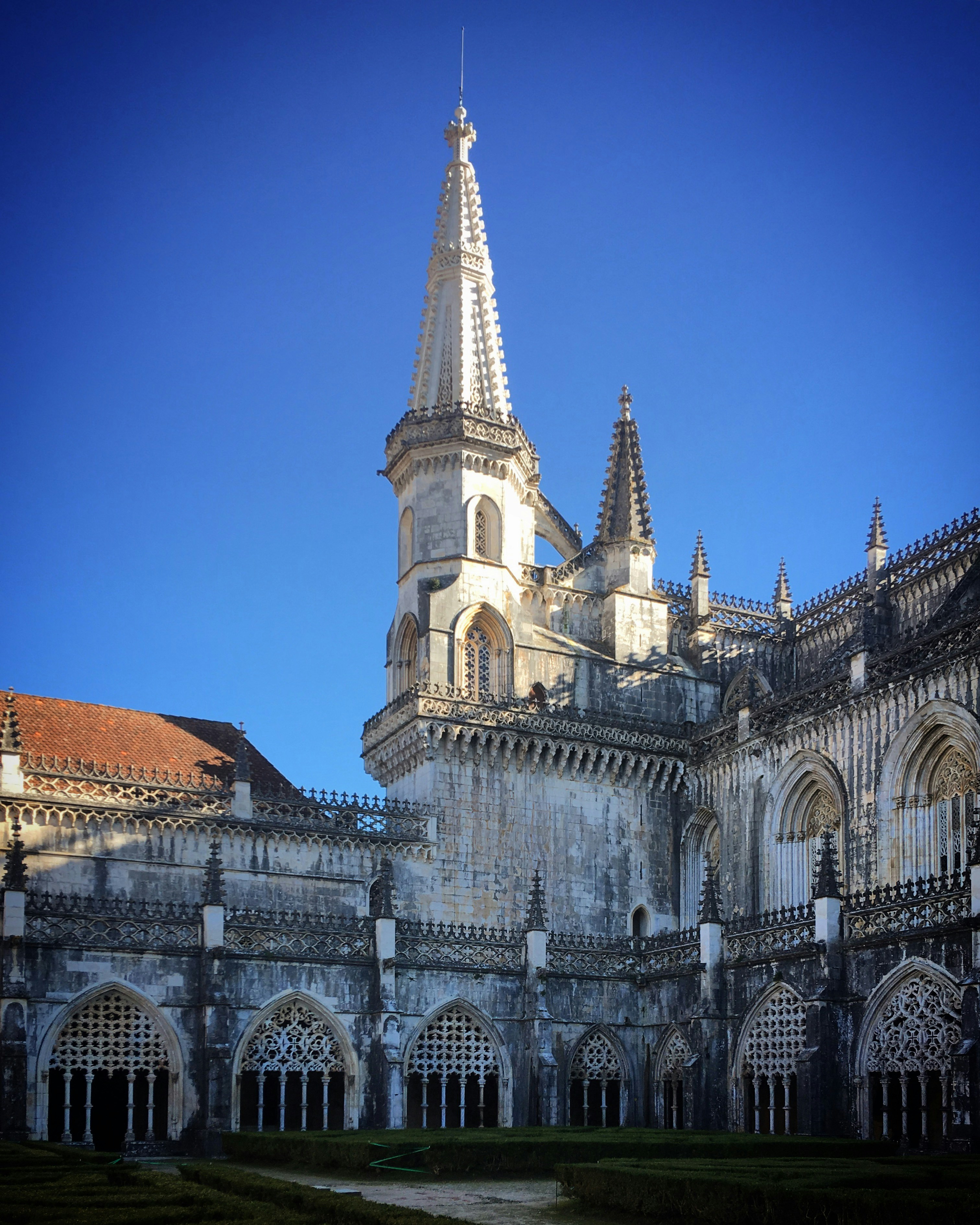 Gothic Facade Under a Pristine Blue Sky