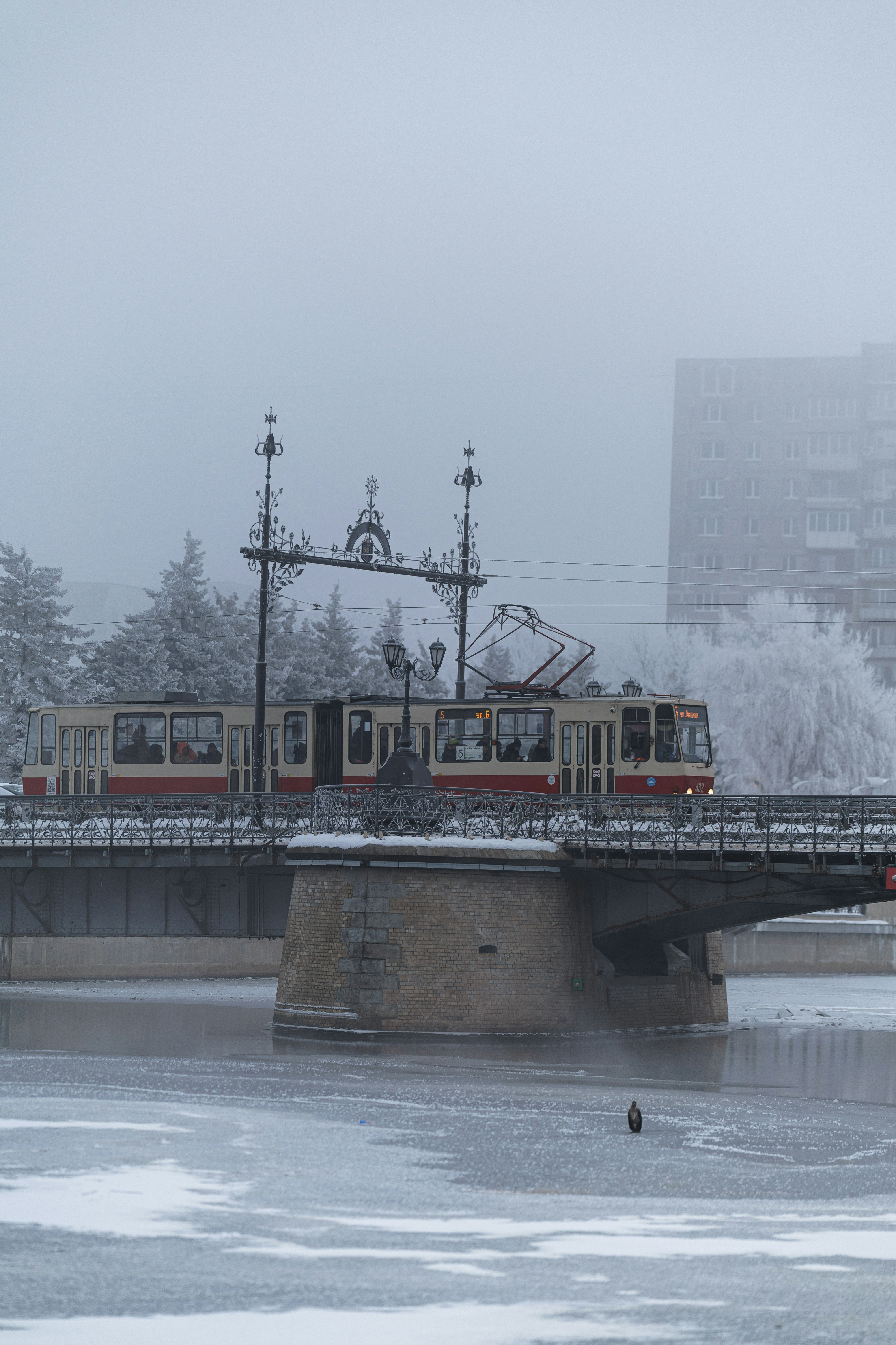 Cold Bridge Transit: A Snowy Night Crossing