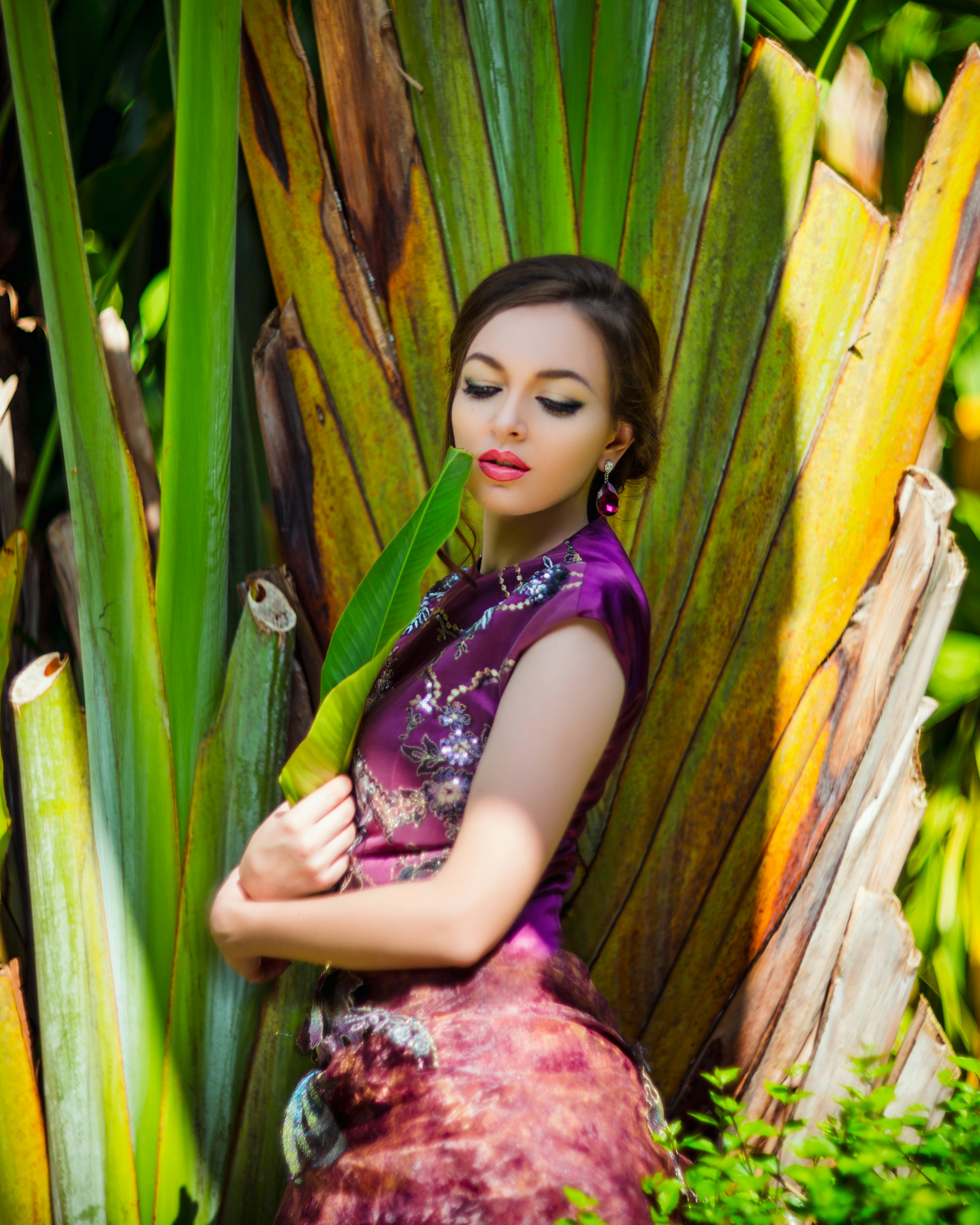 Portrait Through the Tropical Foliage: Velvet Grown in Green