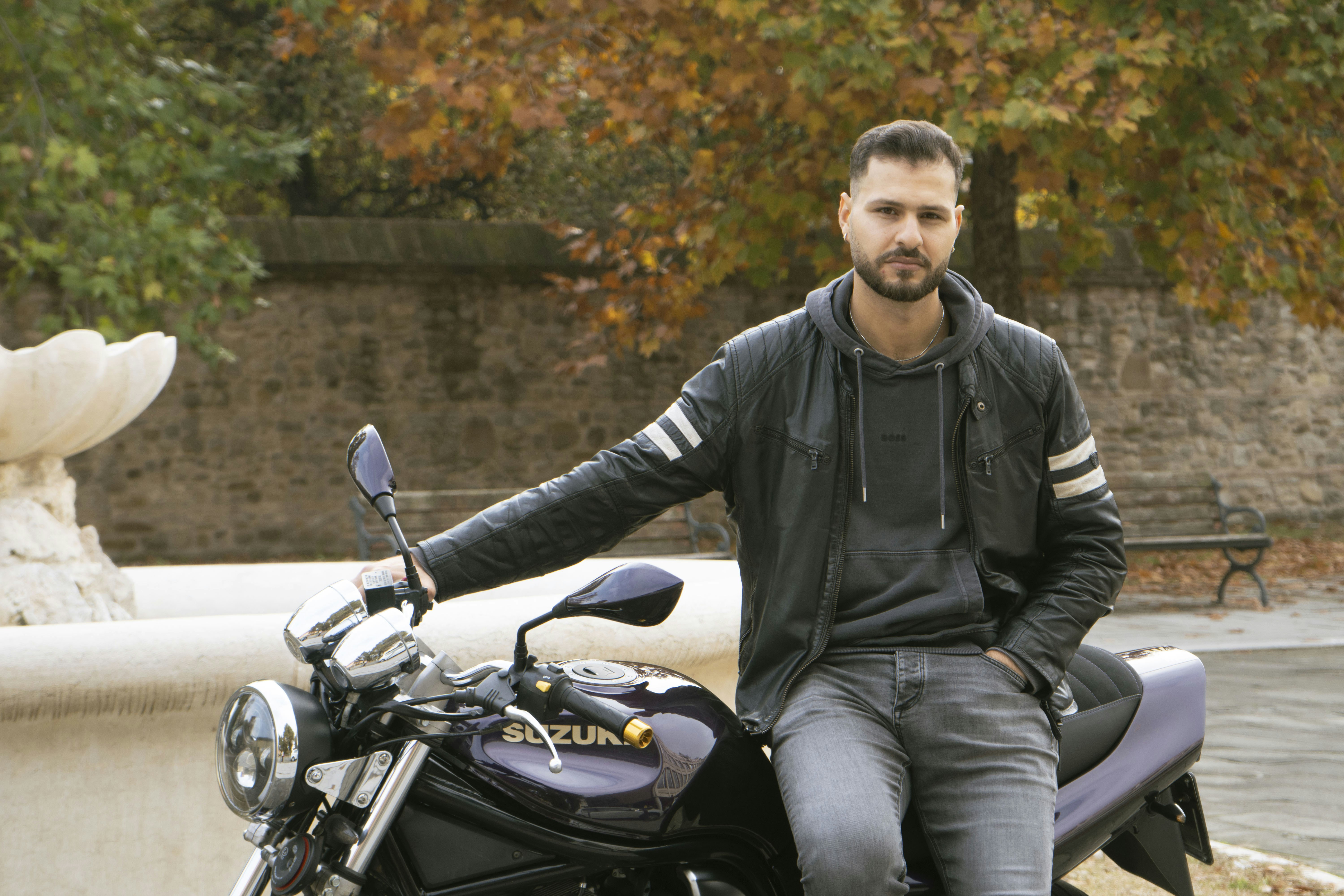 Rider Tempo: A Calm Moment with a Suzuki on a Fall Evening