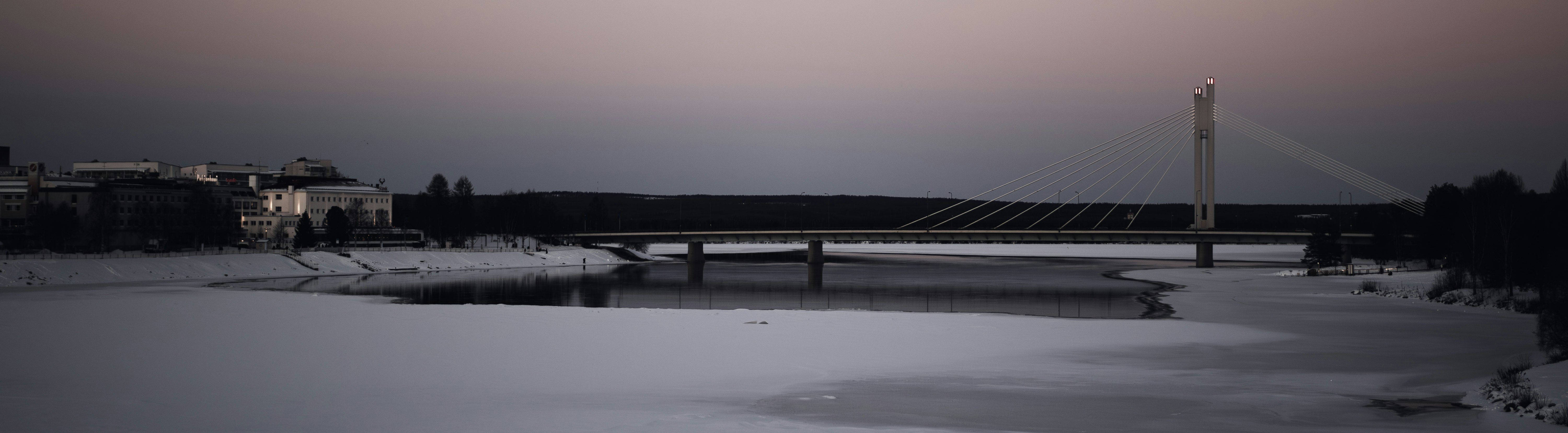 Dusk over the Quiet River: A Modern Cable-Stayed Span