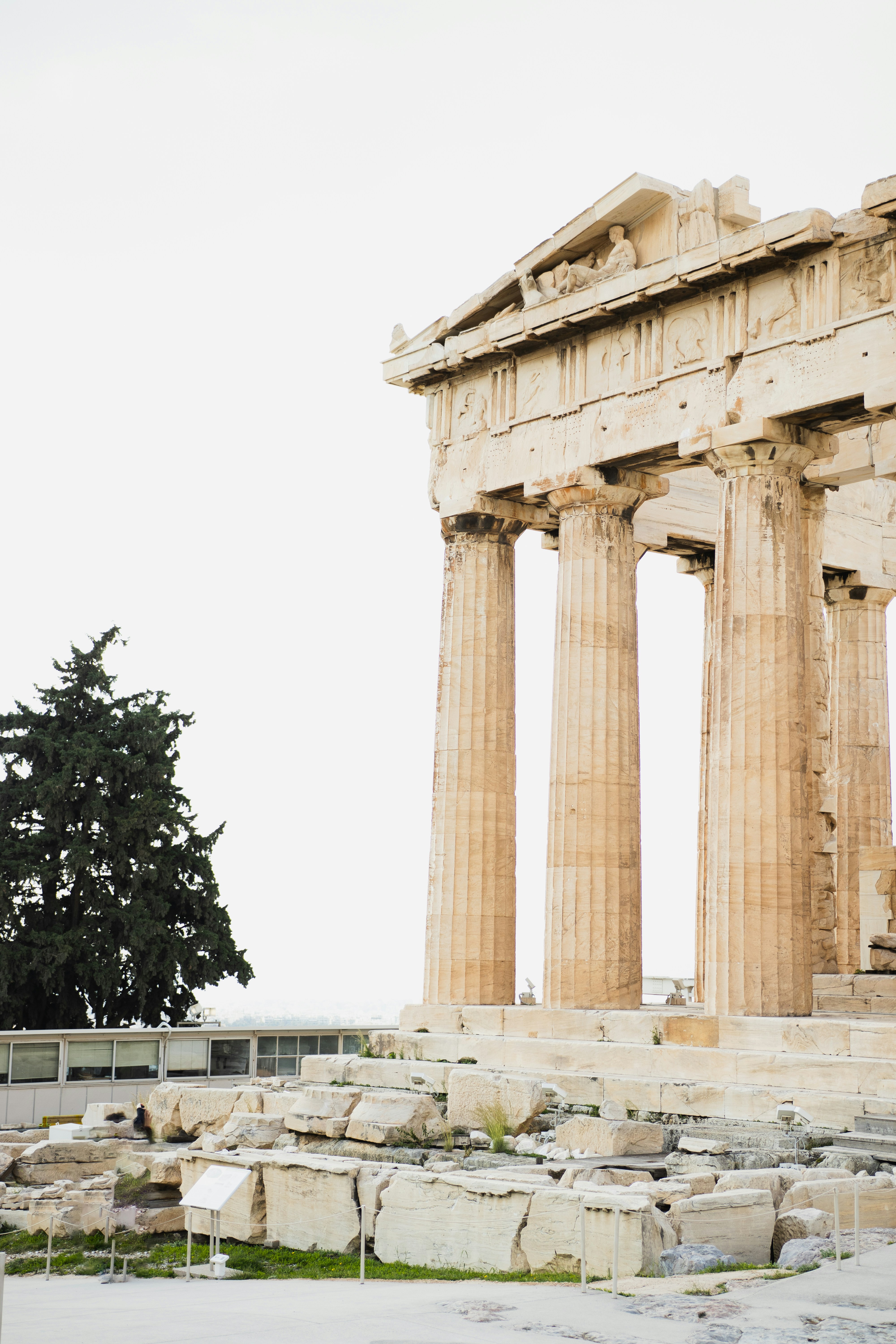 Ancient Columns Against a Clear Horizon
