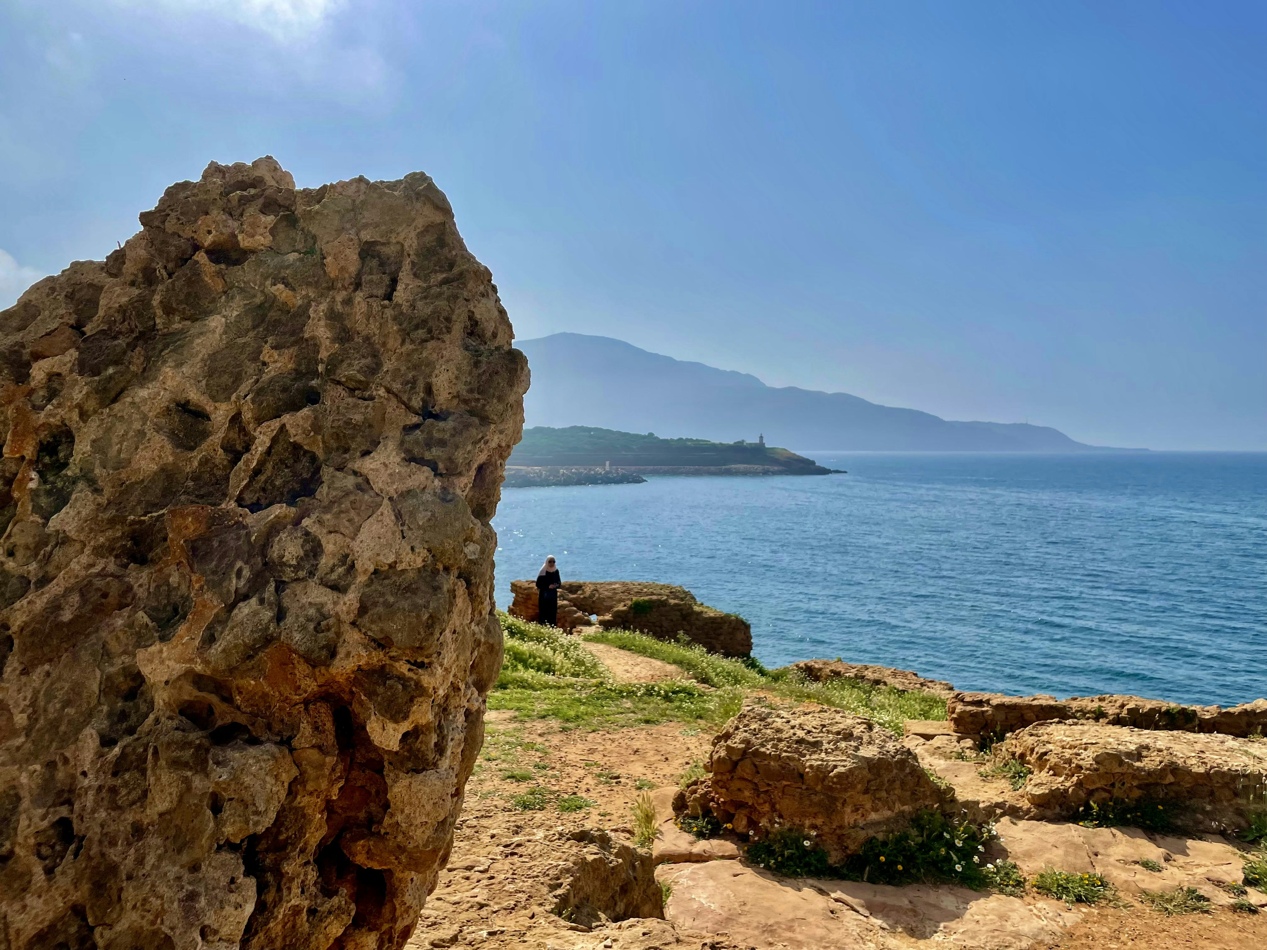 Coastal Rock and Sea Vista with Lone Figure