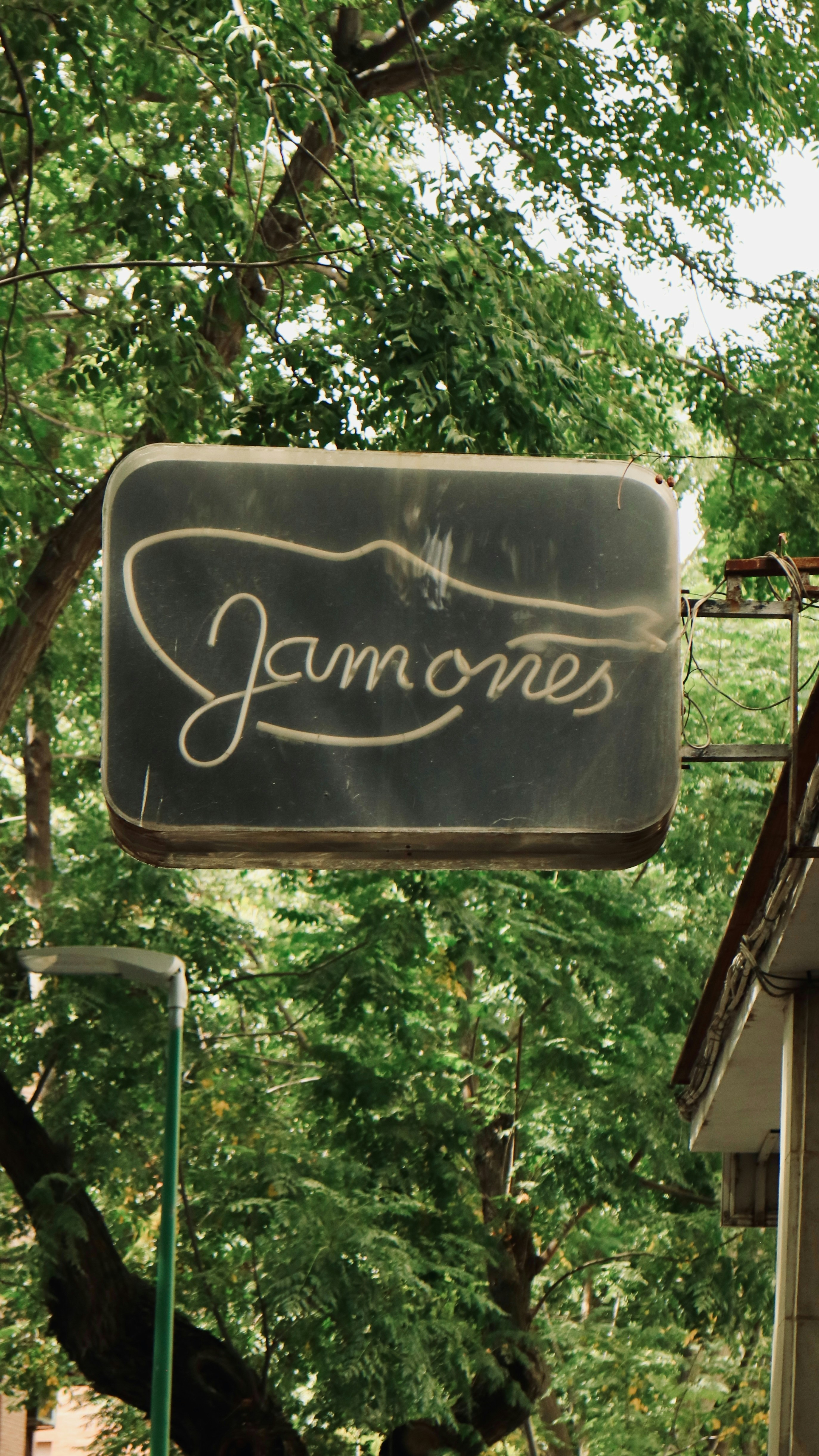 Sign that says jamones with a ham silhouette. photo – Free Meat Image ...