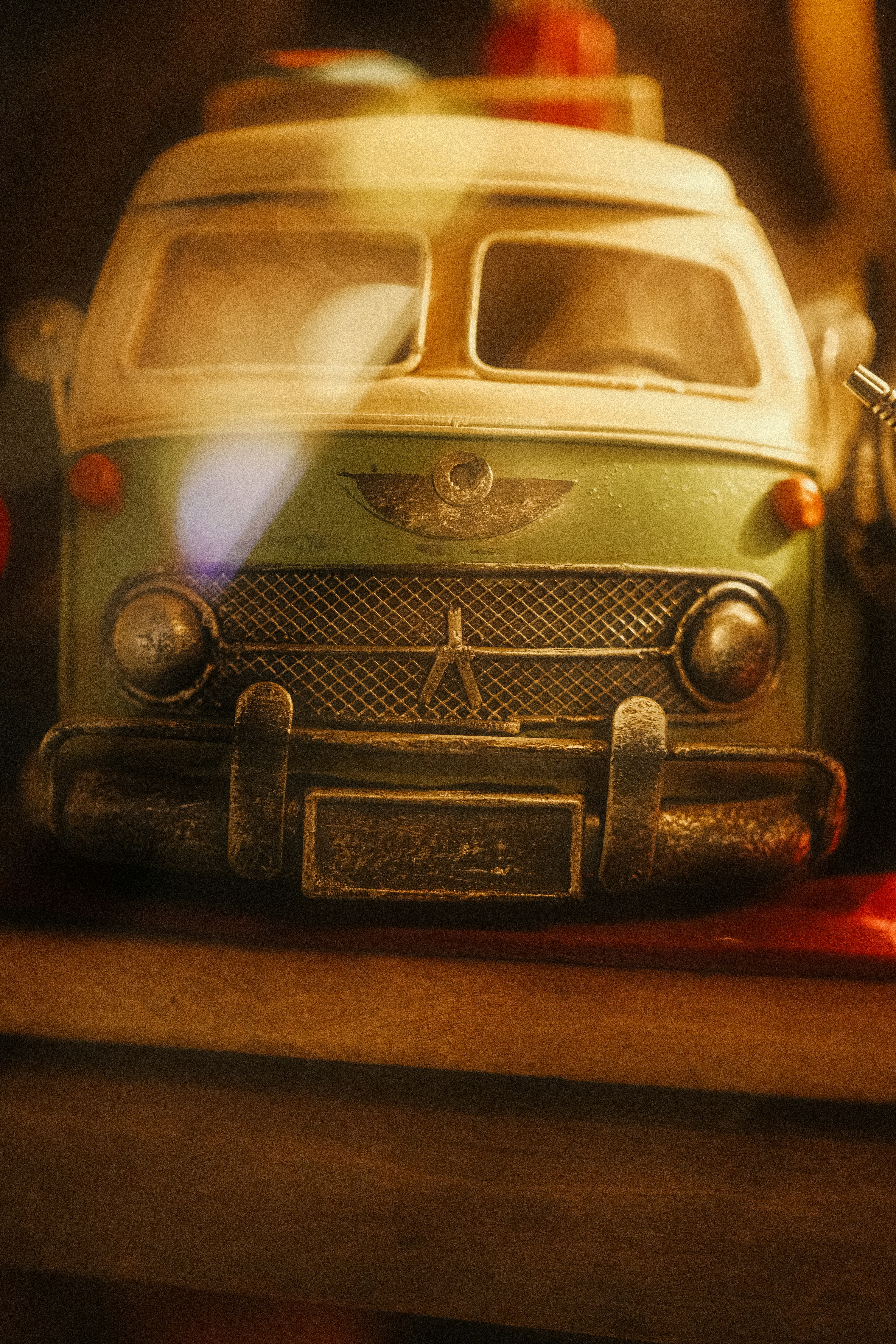 Dusty Green Micro Van: A Nostalgic Close-Up of a Miniature Classic