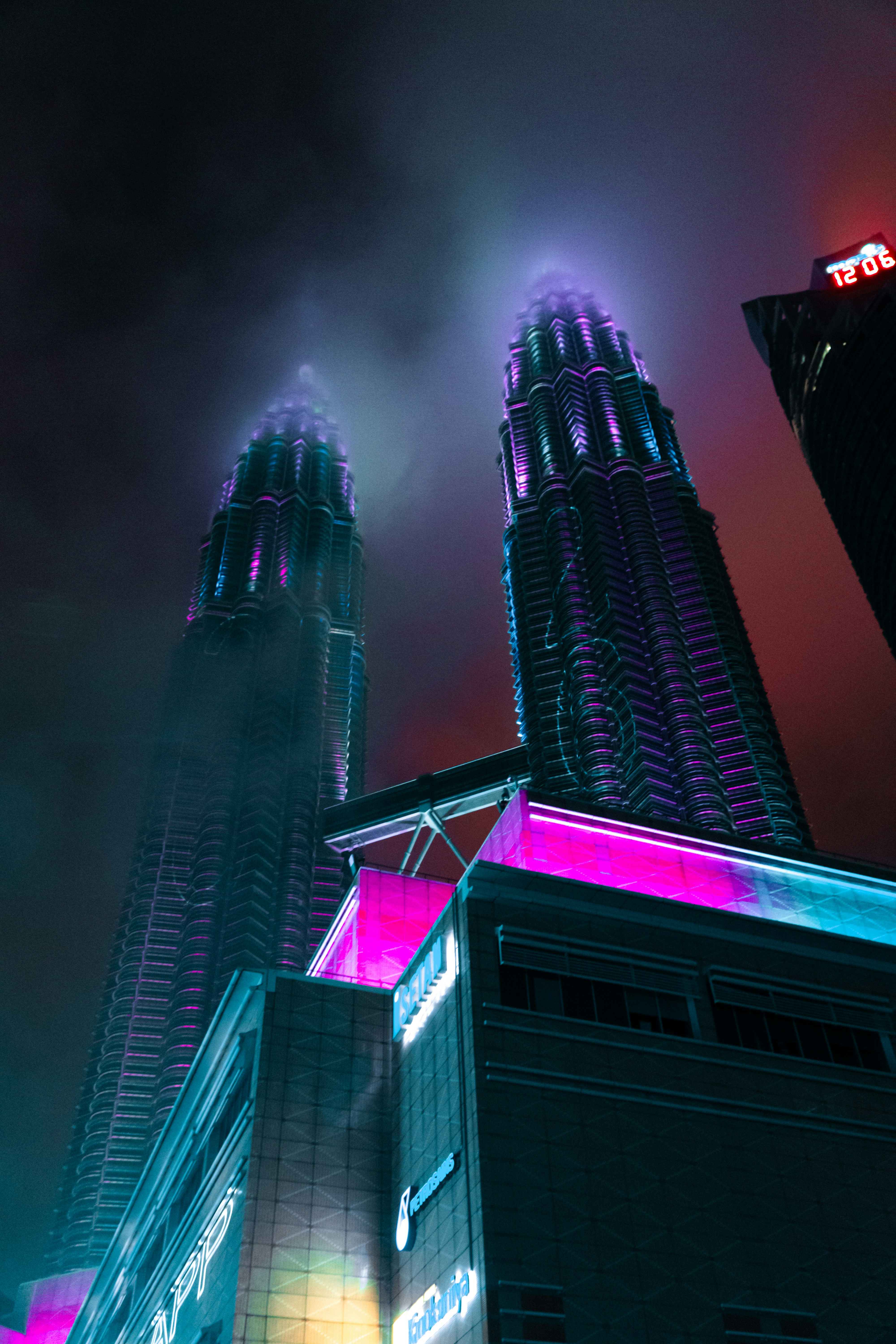 Neon Towers in Midnight Mist