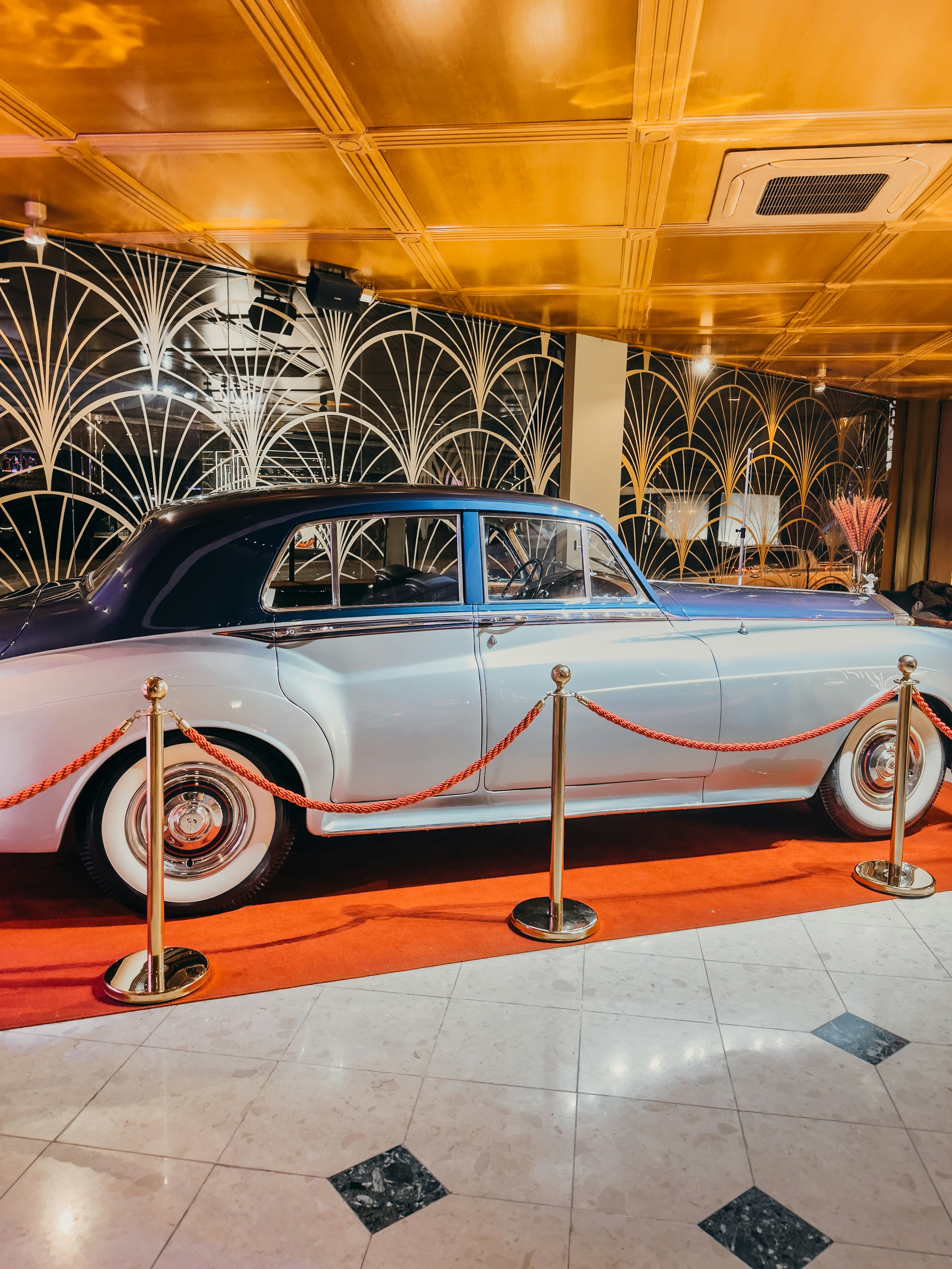 Classic Cadillac on Velvet Night: A Teal-and-Blue Dream Under Velvet Gold