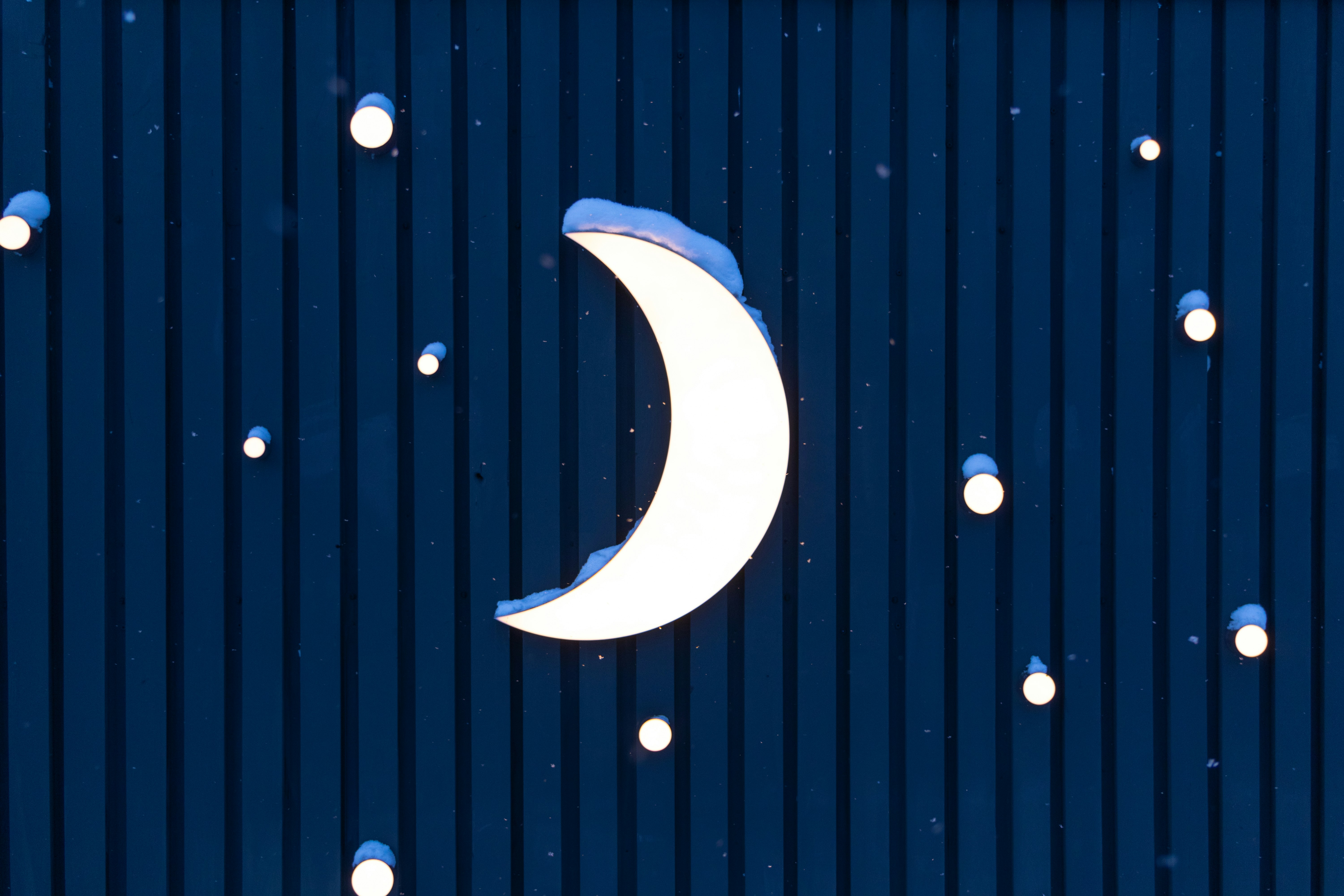 Midnight Crescent: A Night Sky Cutout on Indigo Panels