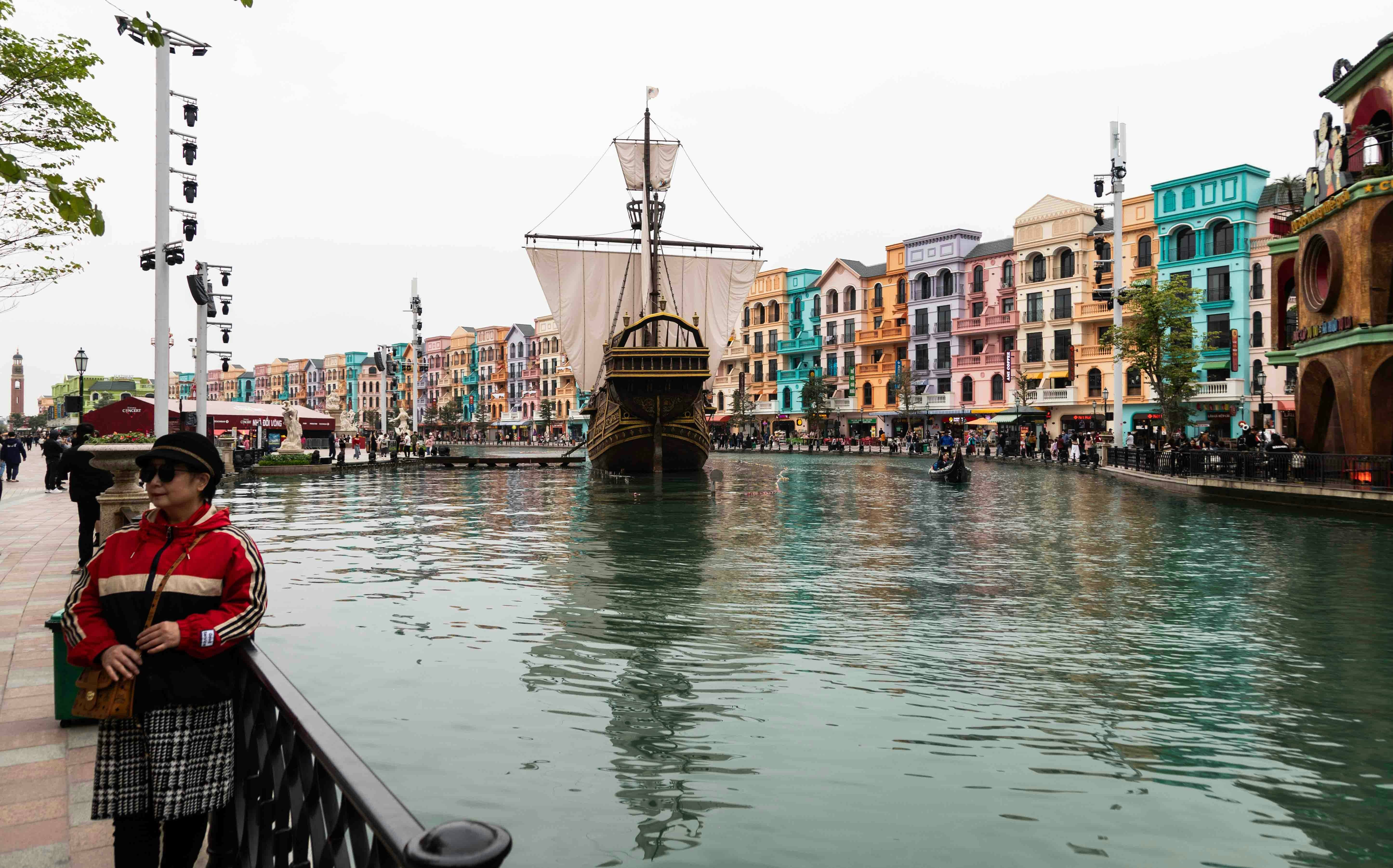 Colorful Riverside of a Drifting Town
