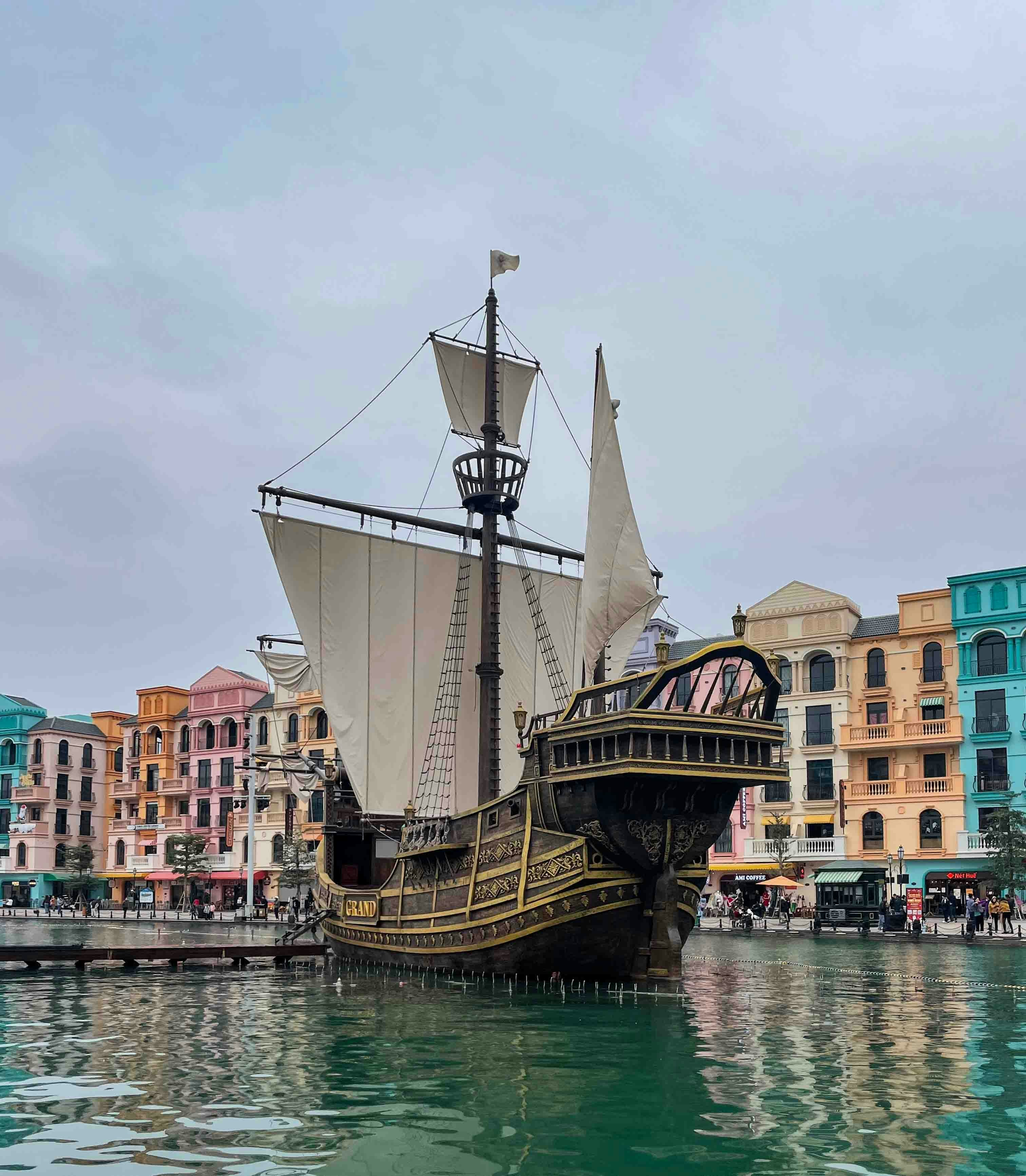 Galleon at Dusk: A Floating Tale of Colorful Harbors