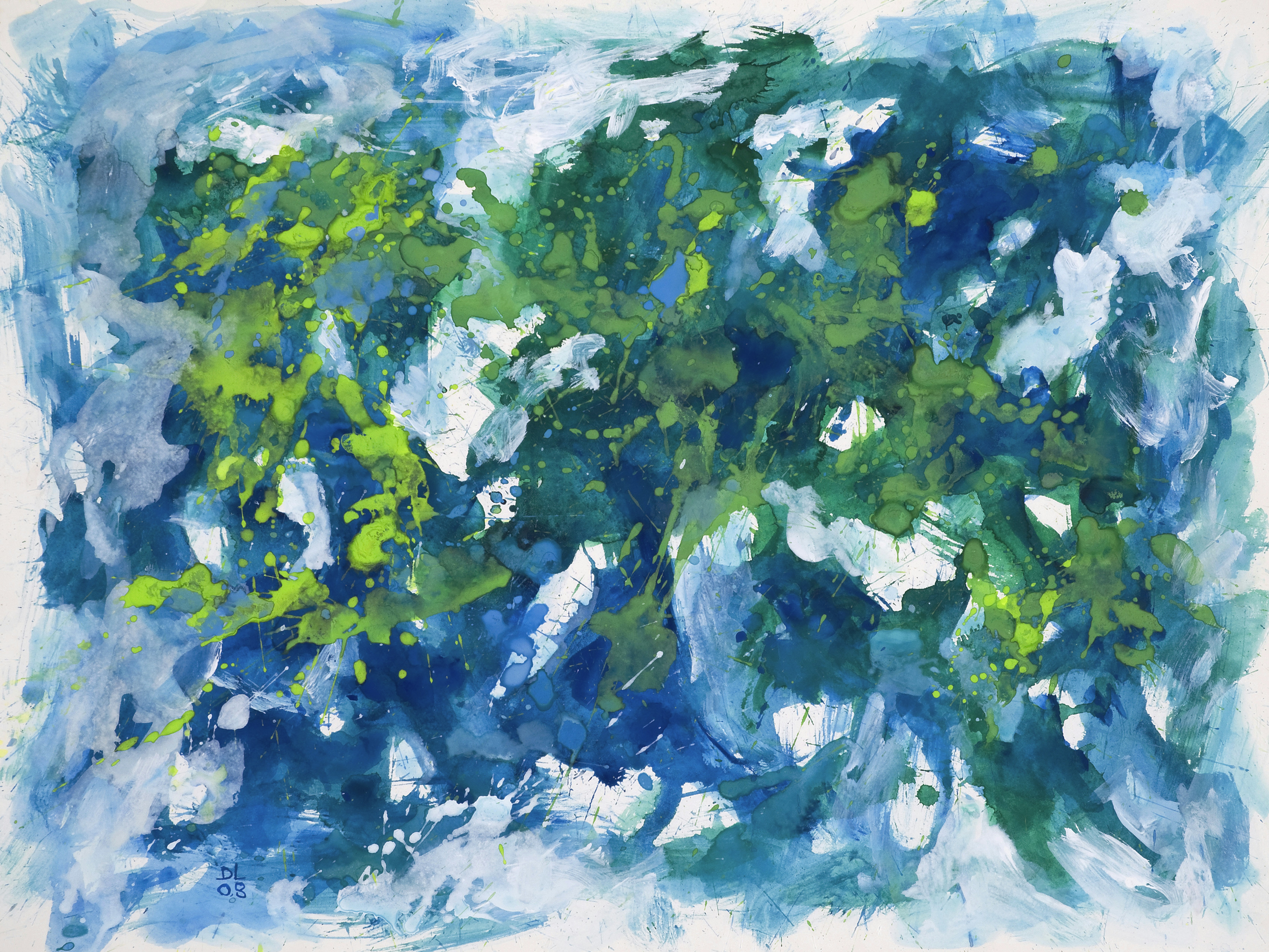 Abstract painting with blue and green swirls photo – Free Abstract ...