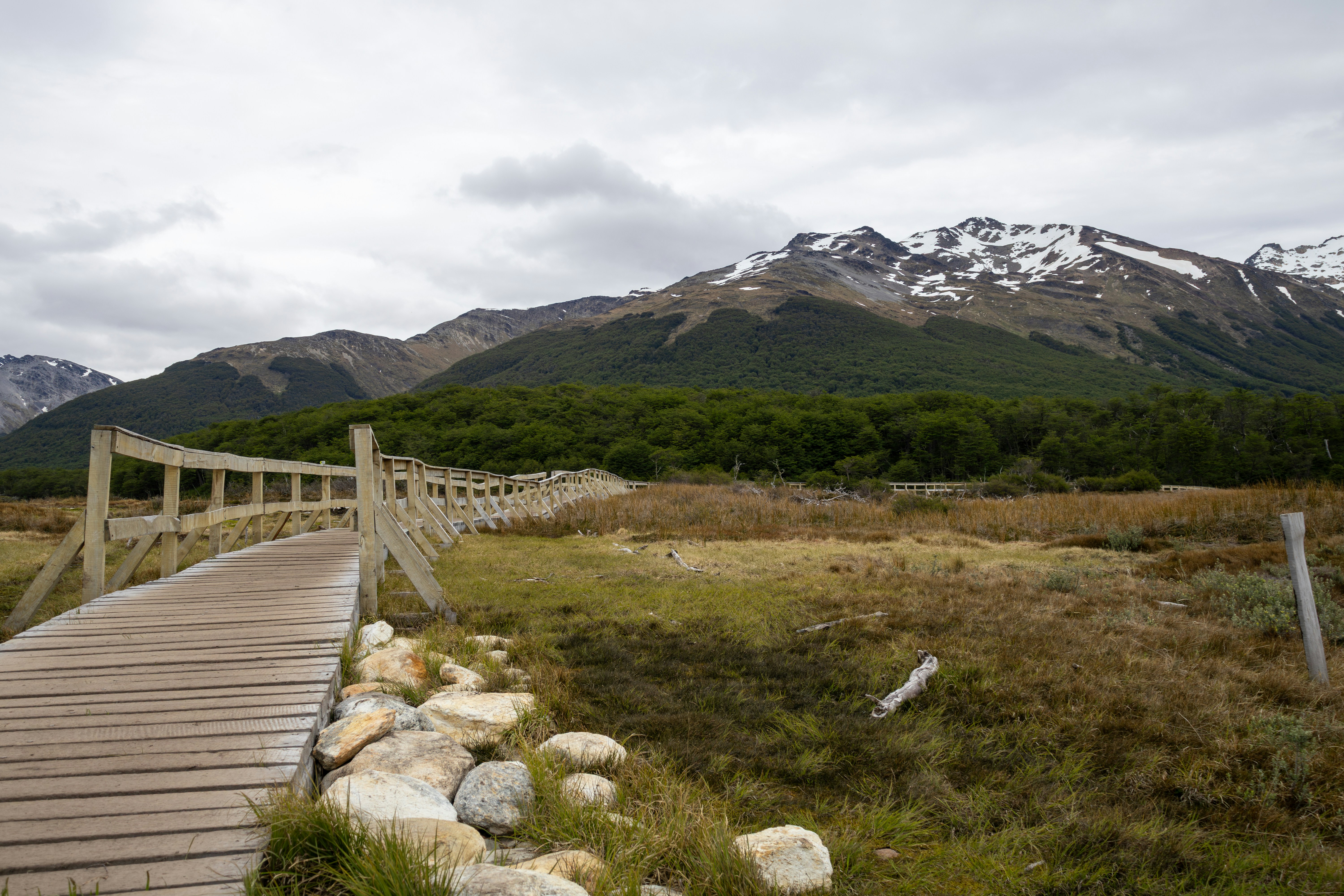 Trail to snow-kissed Peaks
