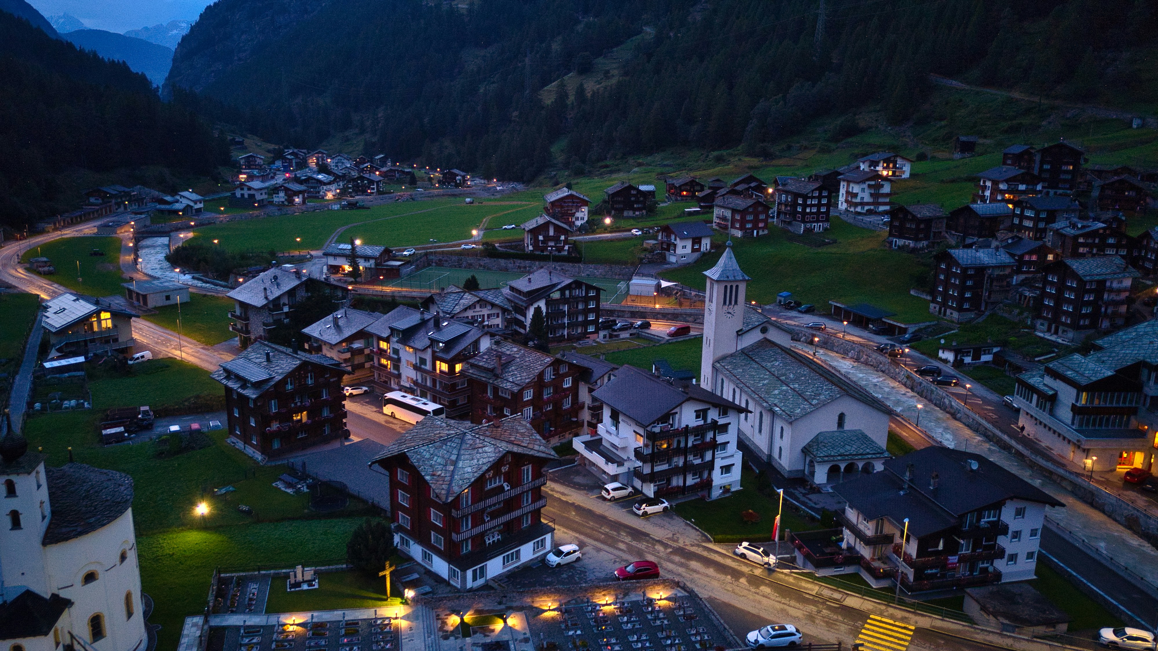 Alpine Village at Dusk: A Quiet Fold in the Valley