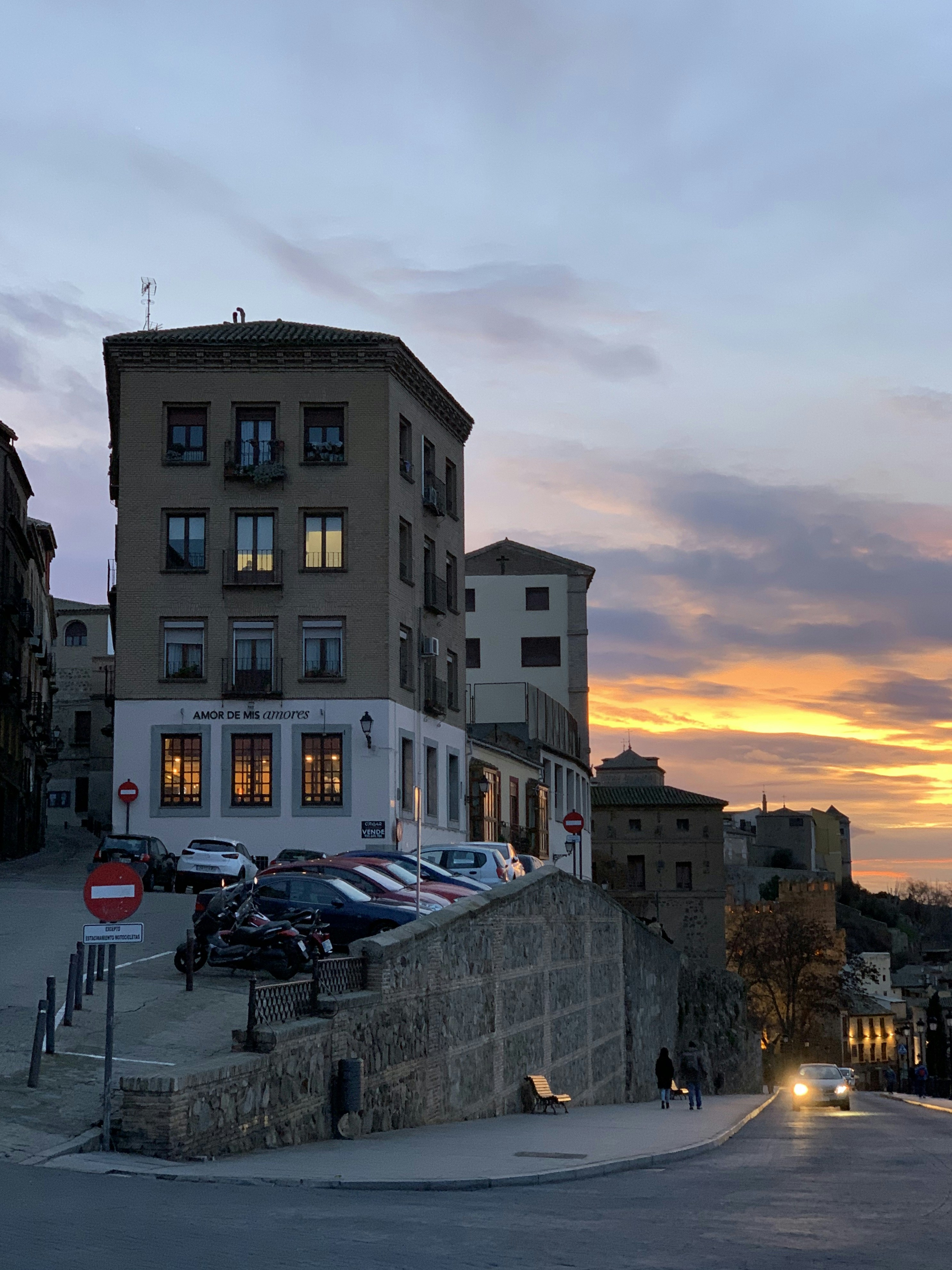 Sunset Over a Cozily Worn Mediterranean Street