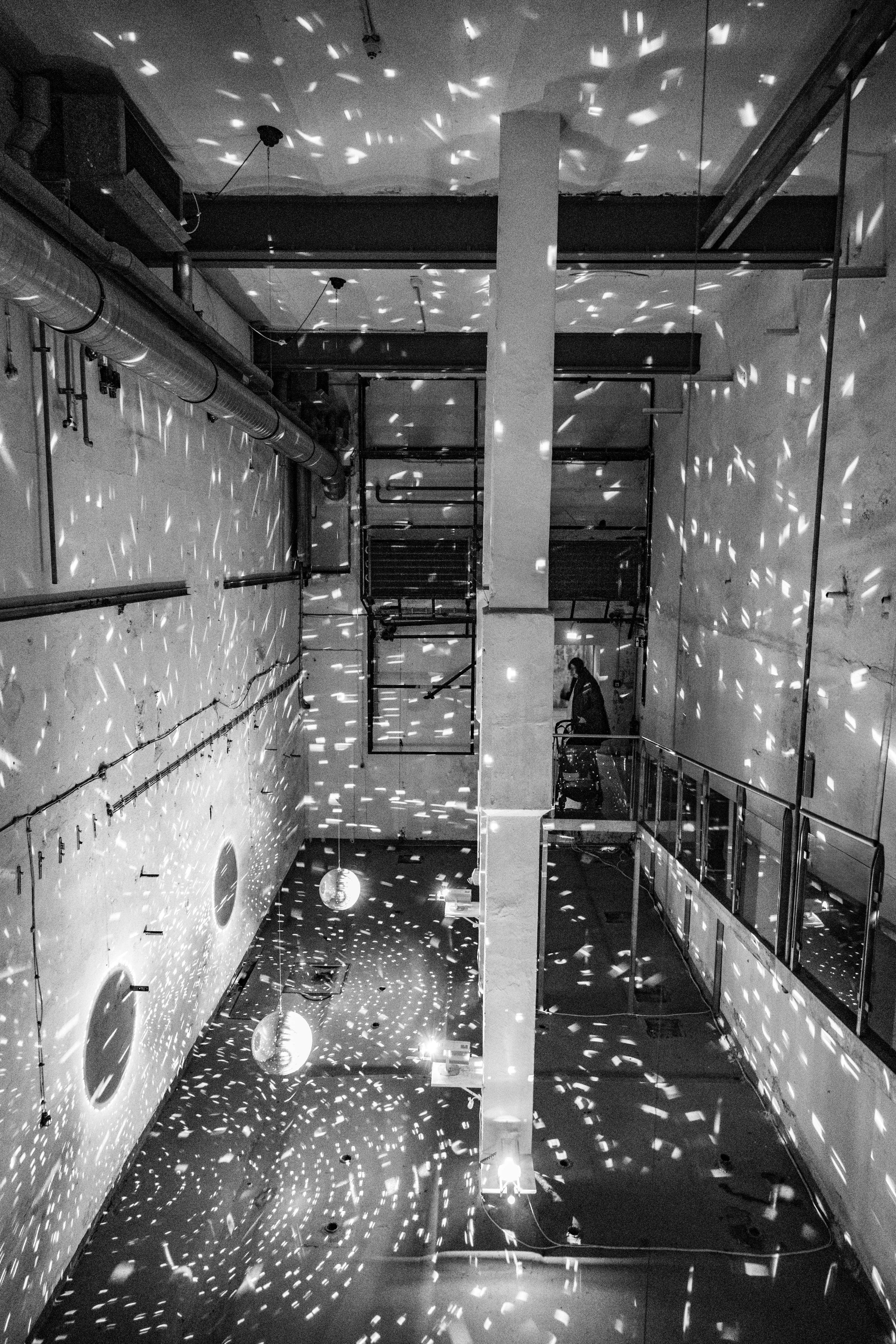 Speckled Light Over an Industrial Atrium