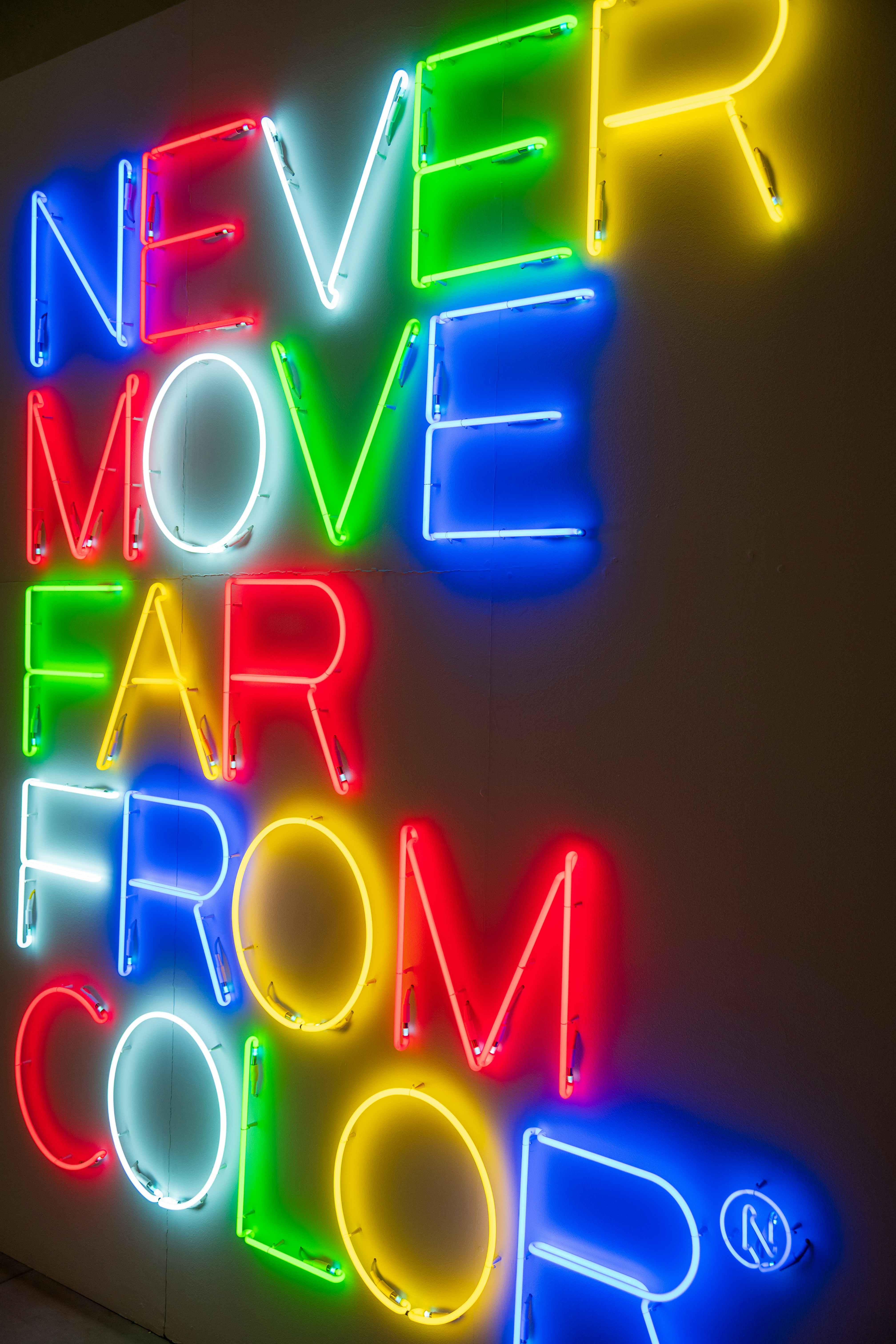 Neon sign reads "never move far from color" photo – Free Art Image on ...