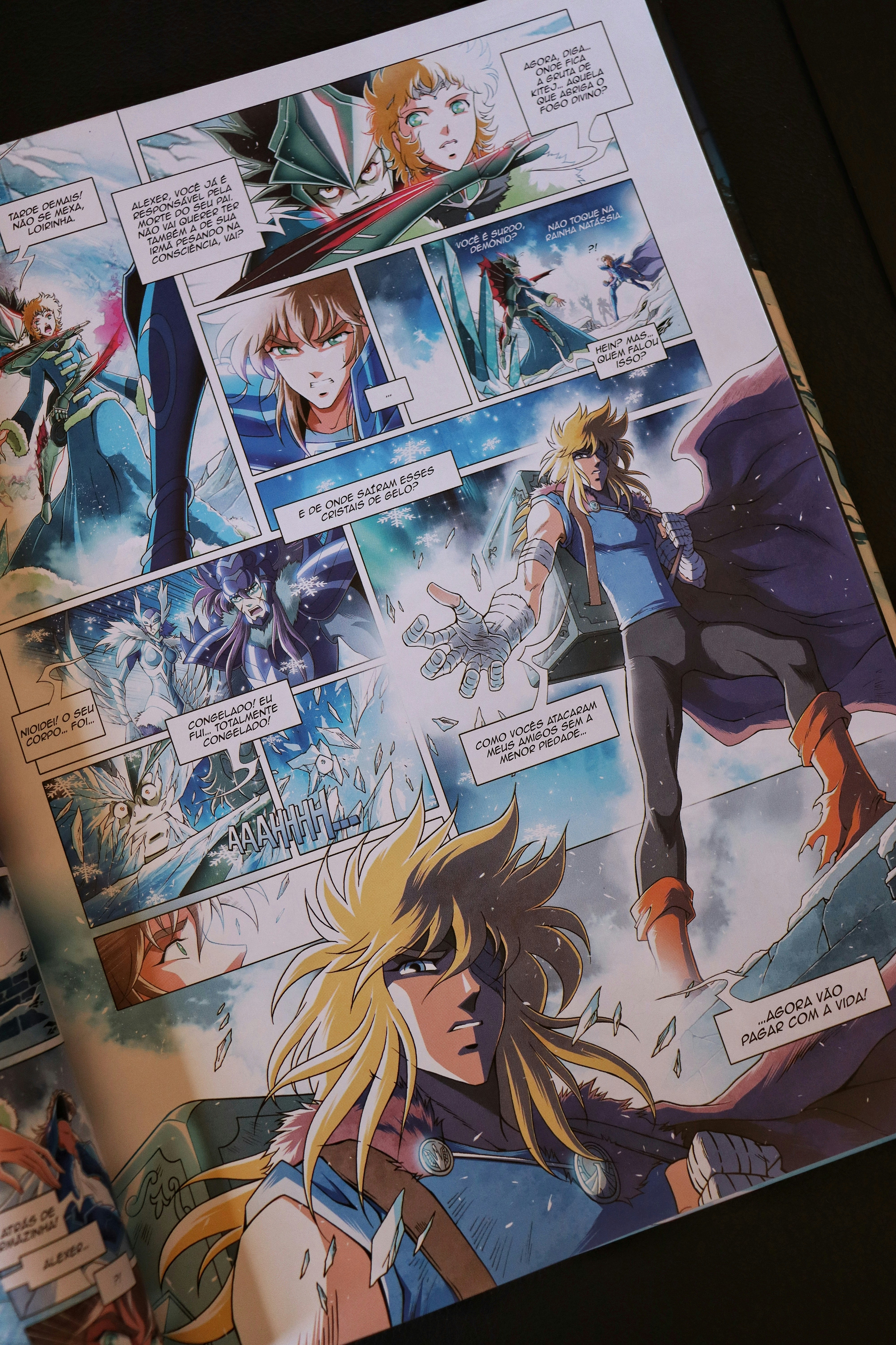 Heroic stance: the lone swordsman commands the page