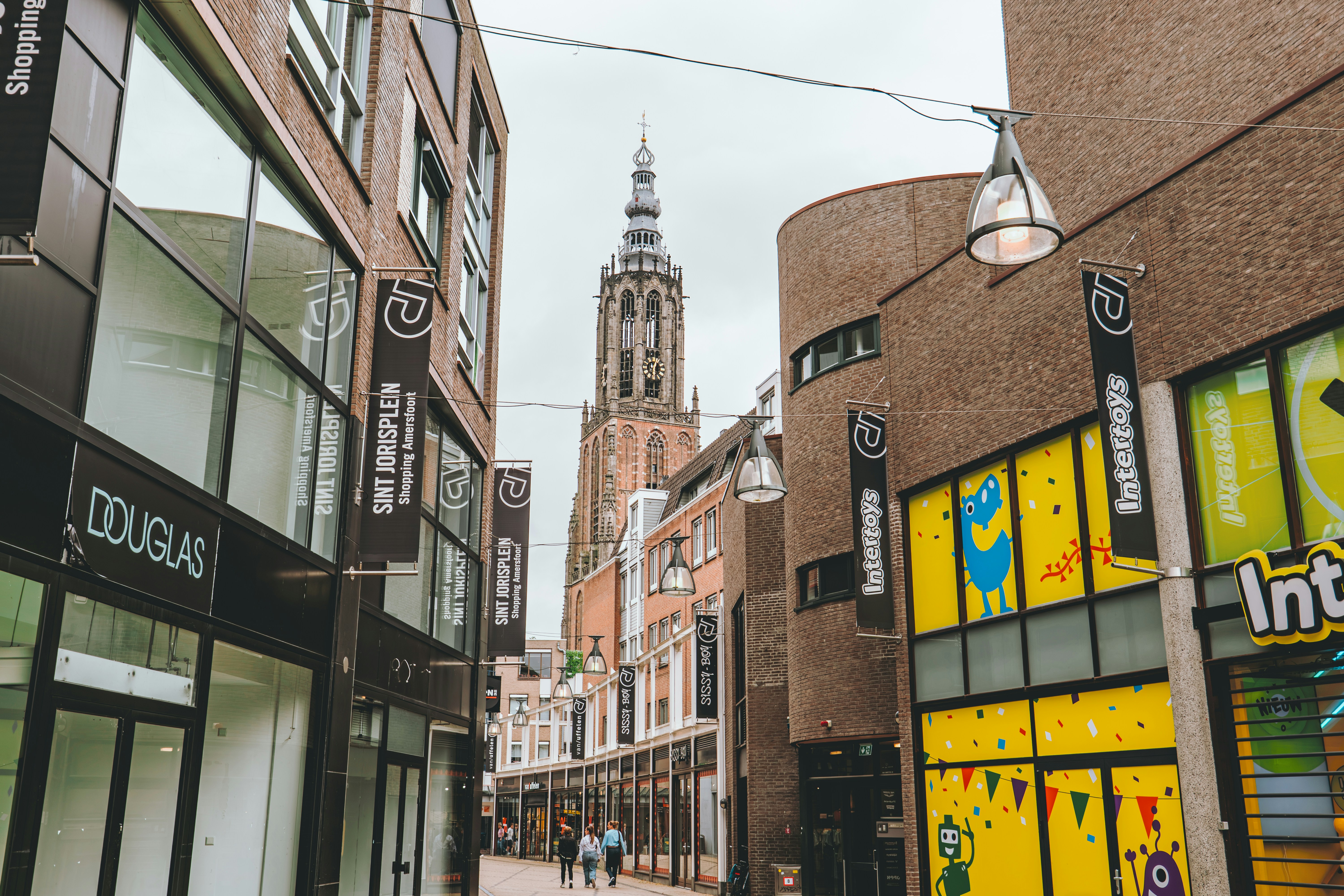 Clocktower Vista: A Pedestrian Street Framed by Urban Facades