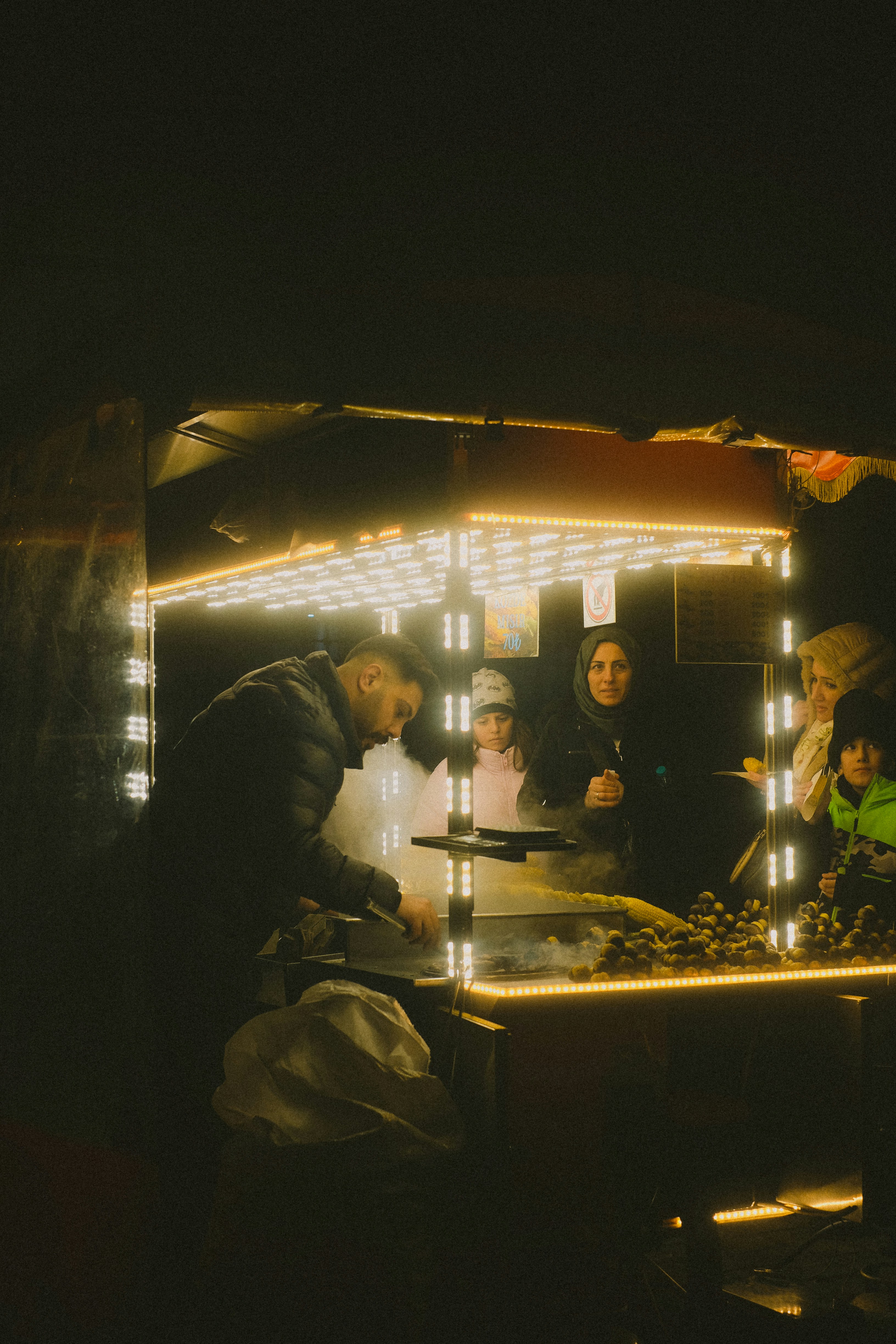 Warm Glow at the Night Market Stall